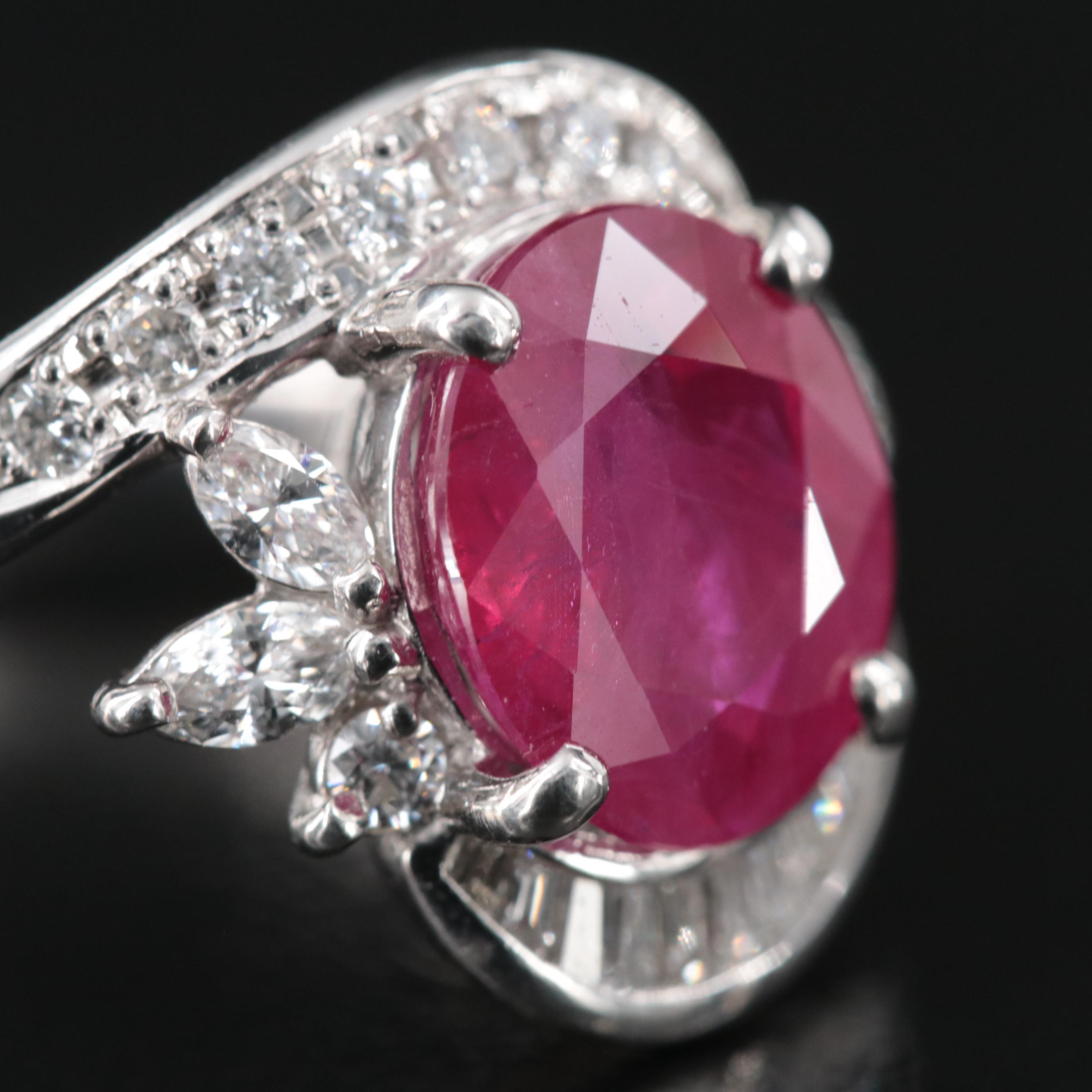 Platinum 3.79 CT Burmese Ruby and Diamond Ring with GIA Report | EBTH