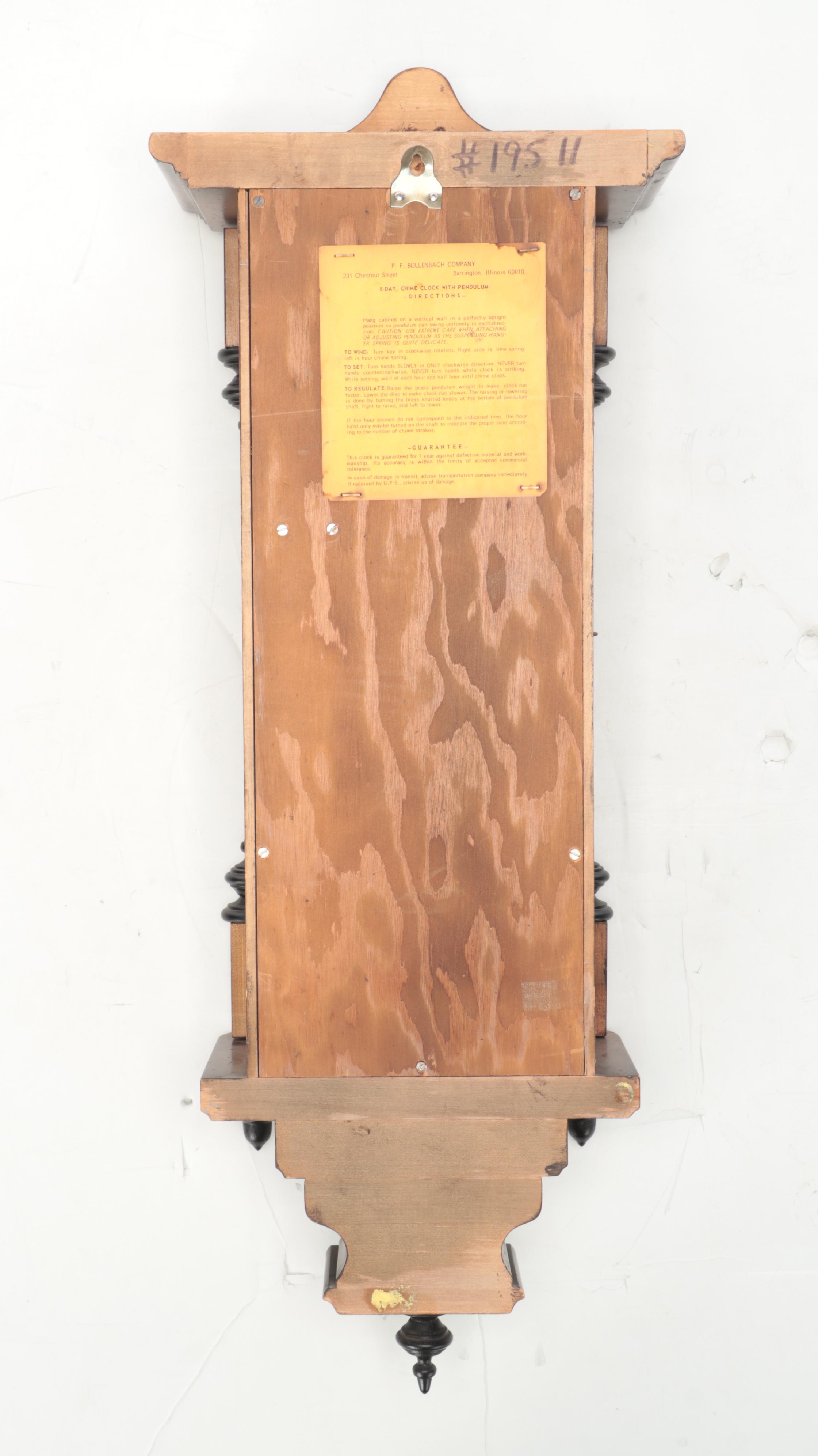P. F. Bollenbach Wooden Pendulum Wall Clock, Mid-20th Century | EBTH