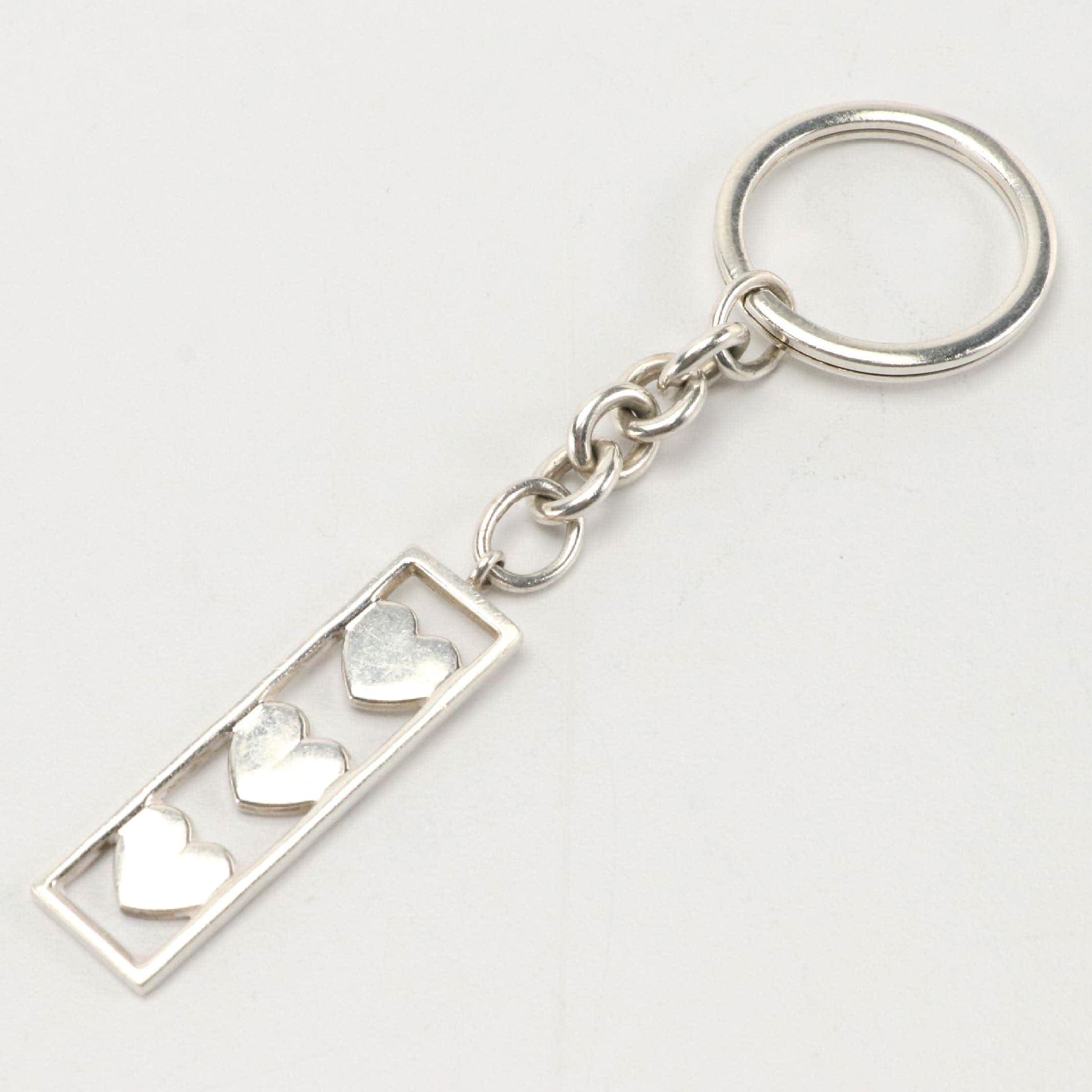 Tiffany & Co. Sterling Silver Stacked Heart Keychain | EBTH