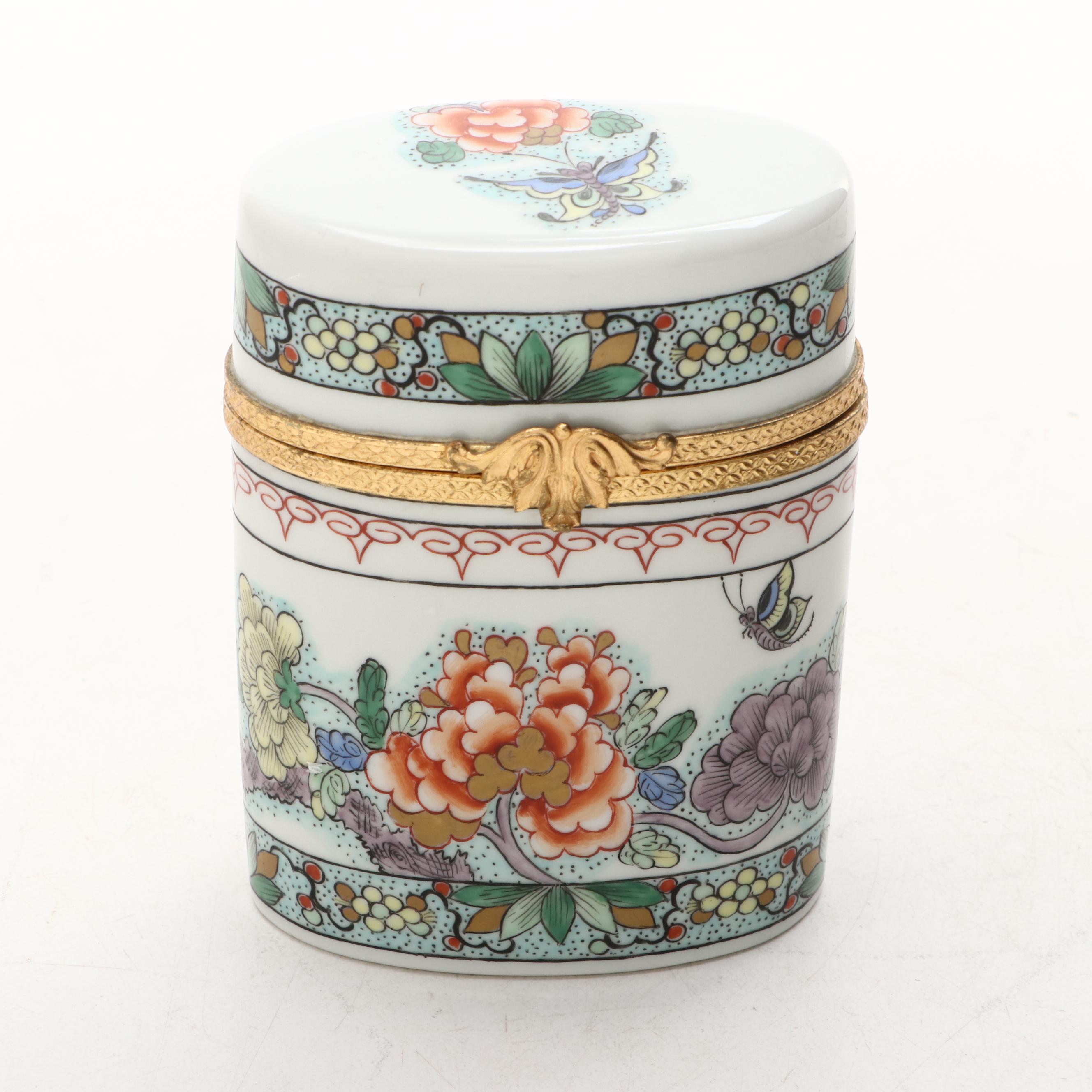 Rochard Porcelain Powder Box and Other Porcelain Hinged Box and Dishes ...
