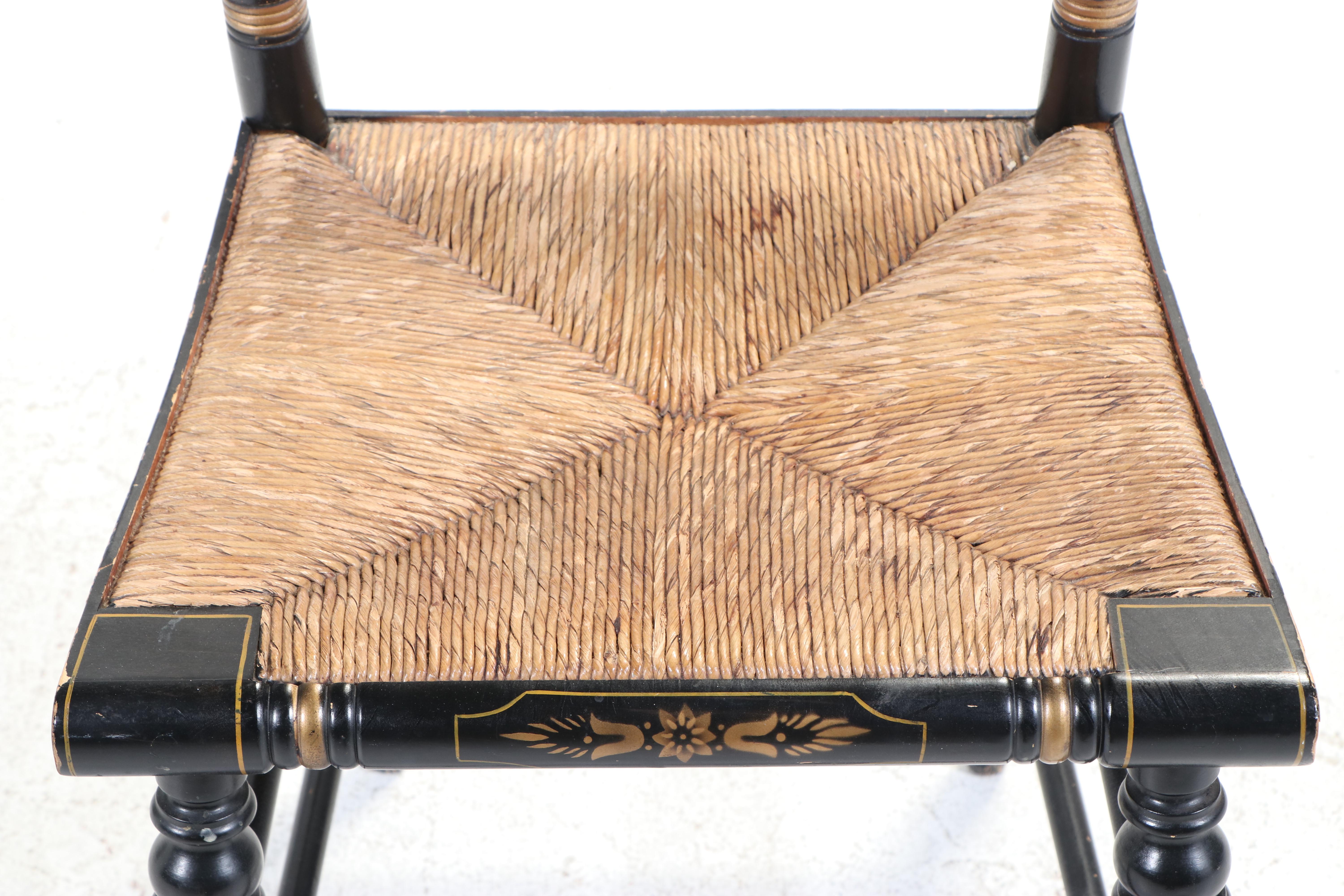 Six L. Hitchcock Federal Style Ebonized and Gilt-Stenciled "Fancy" Side ...