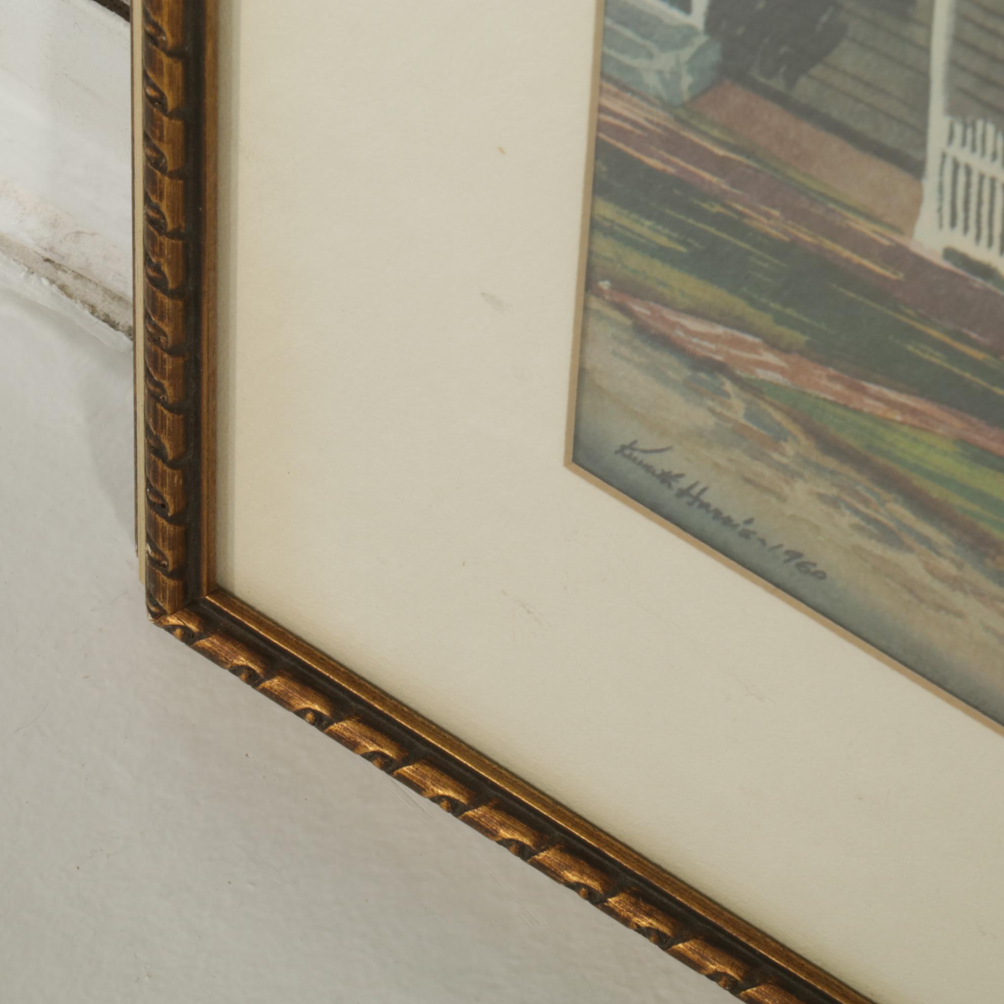 Kenneth Harris Offset Lithograph Of Colonial Williamsburg, 1960 | EBTH