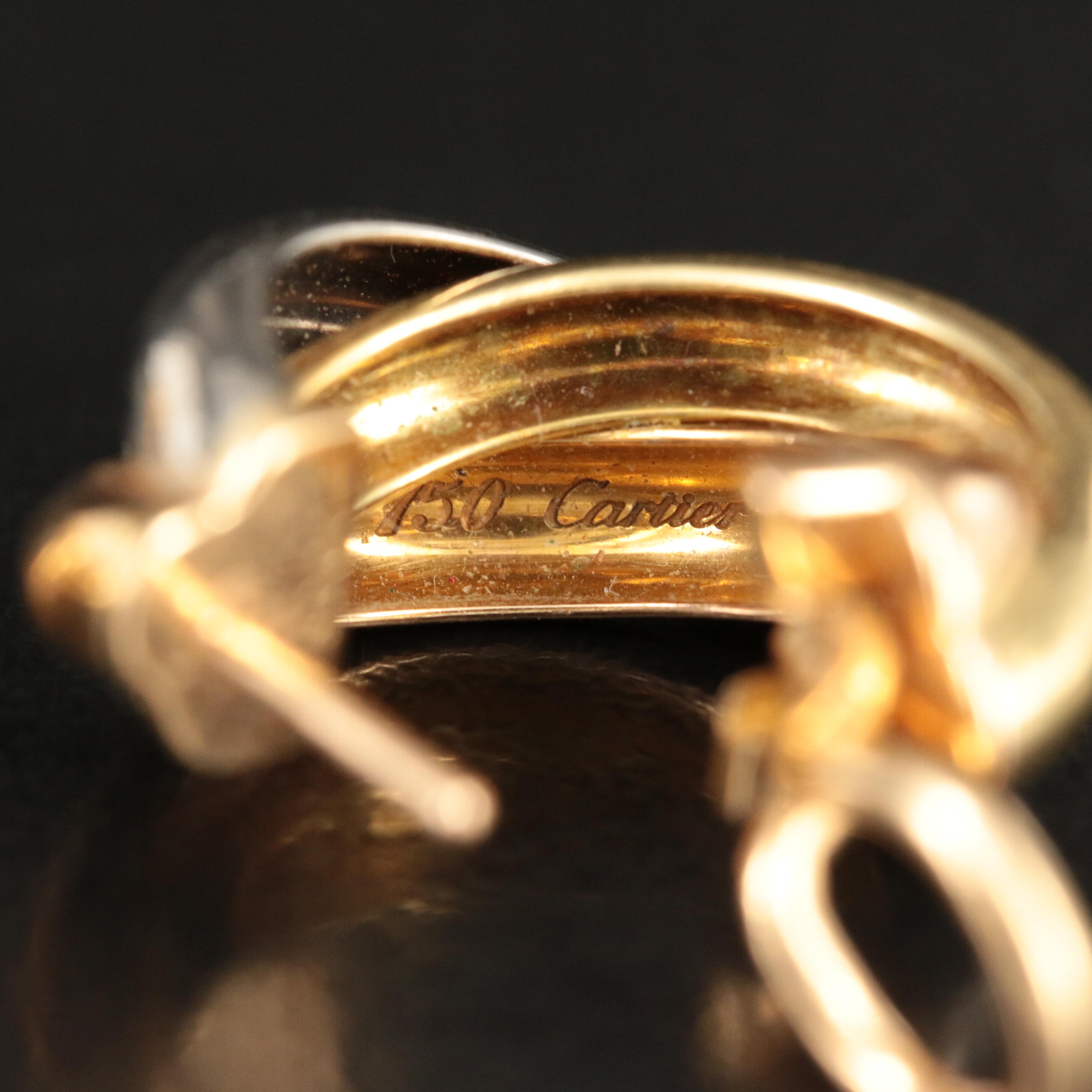 Cartier 18K 'Trinity' Tri-Color Hoop Earrings | EBTH