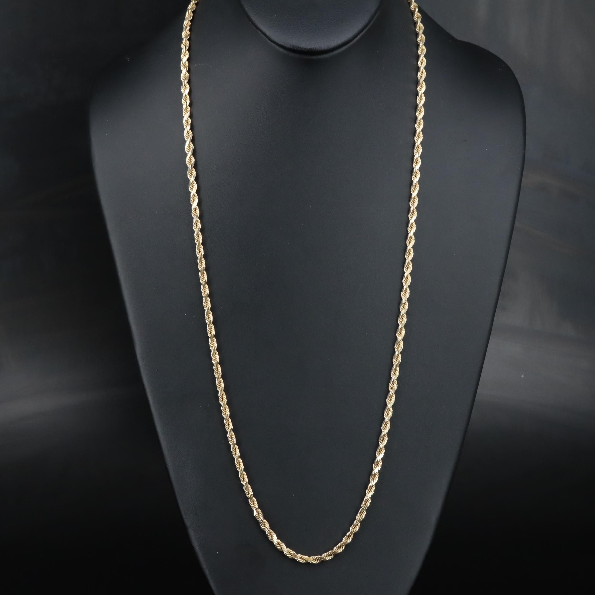 14K Braided Rope Chain Necklace | EBTH