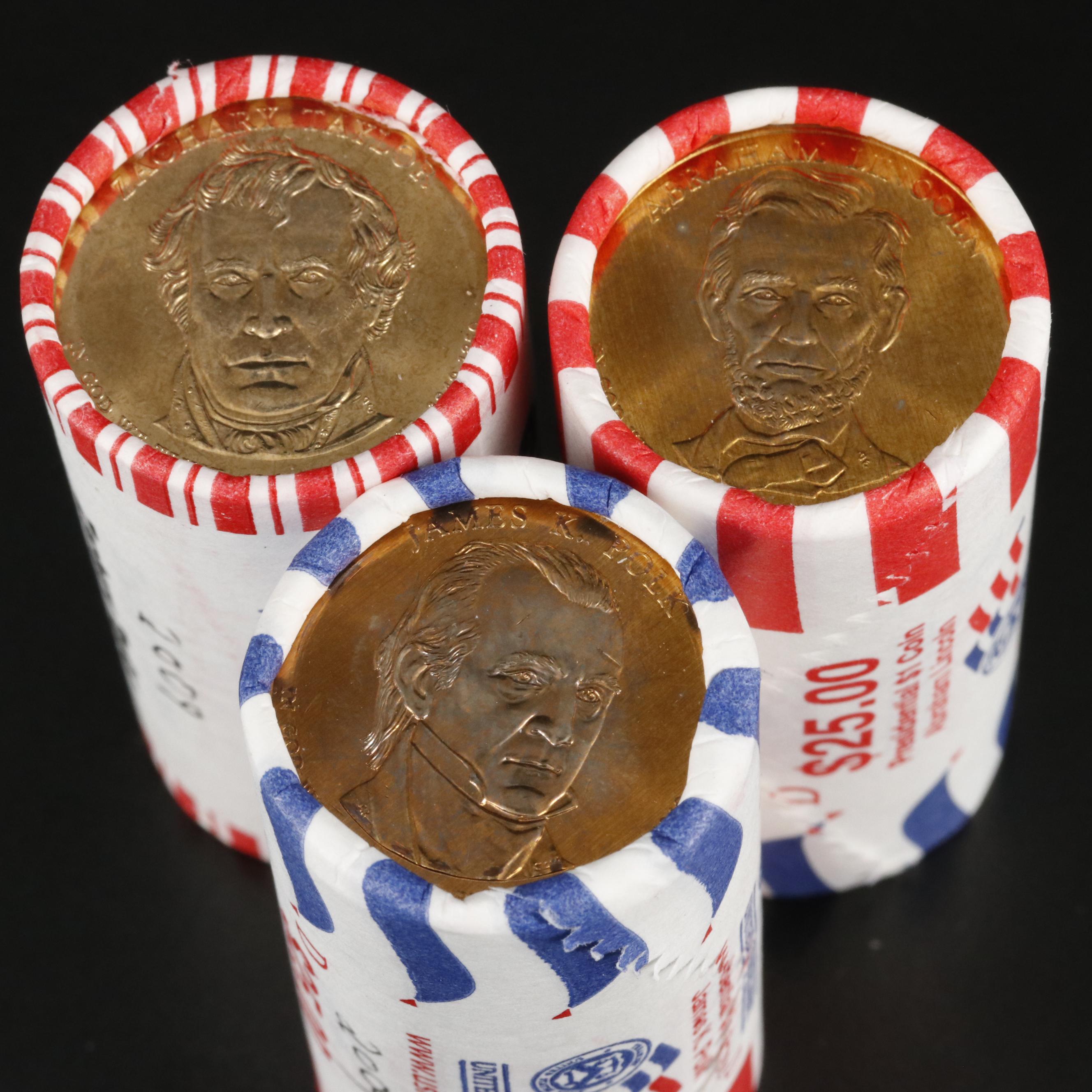 Three Uncirculated Presidential Dollar $25 Rolls | Everything But The House