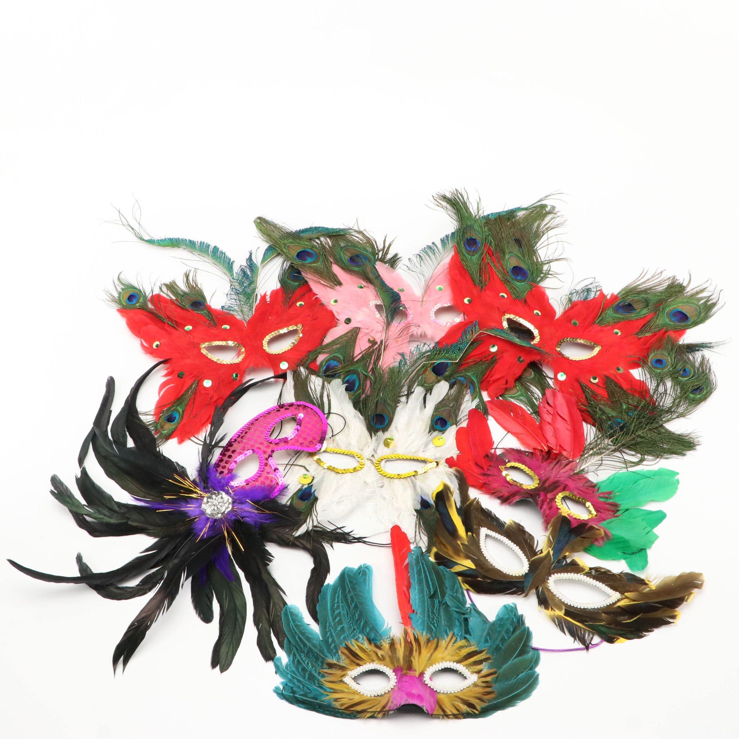 Masquerade Style Embellished Feather Eye Masks | Everything But The House