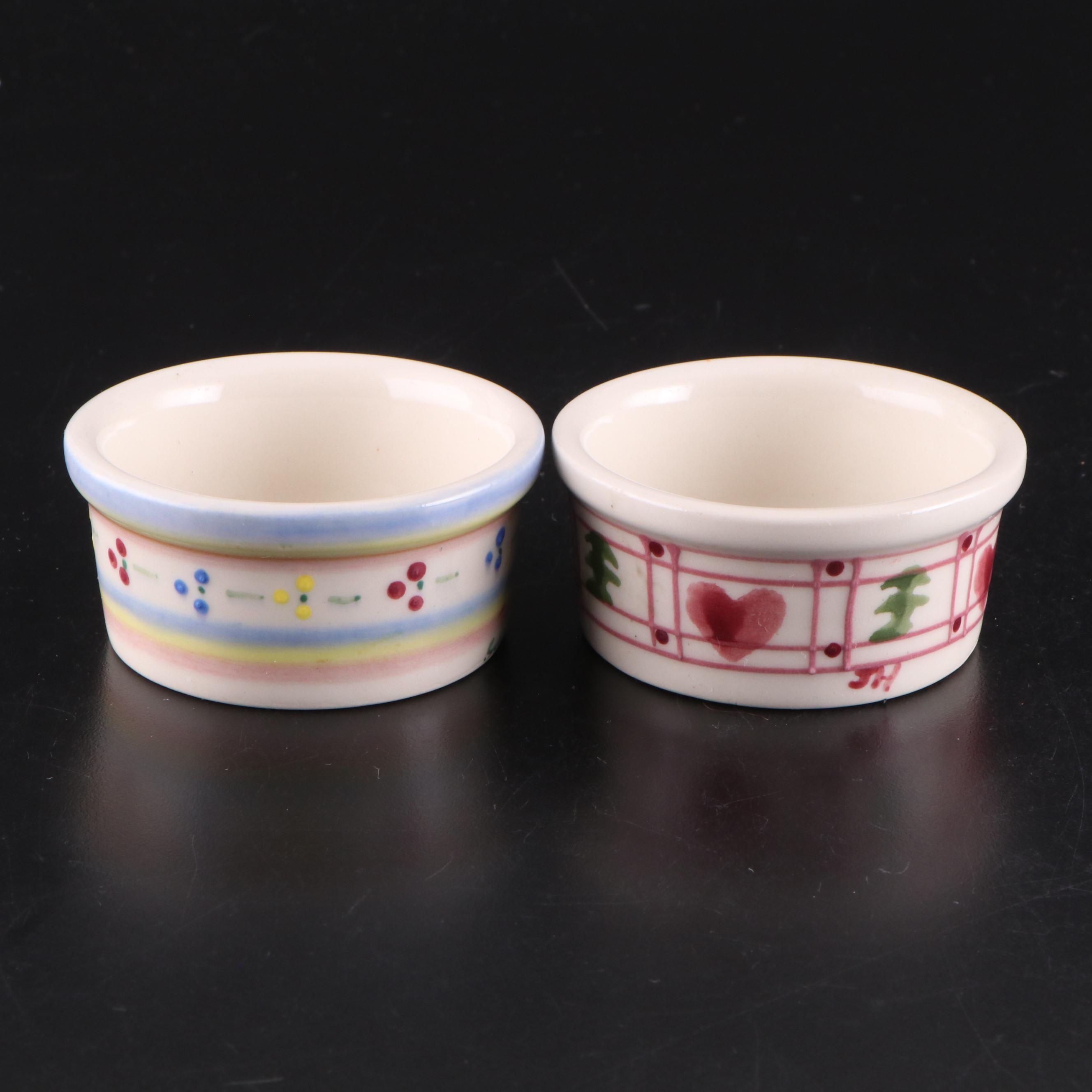 Mancer Italian Ceramic Cat Pitcher with Harstone Pottery Ramekins | EBTH