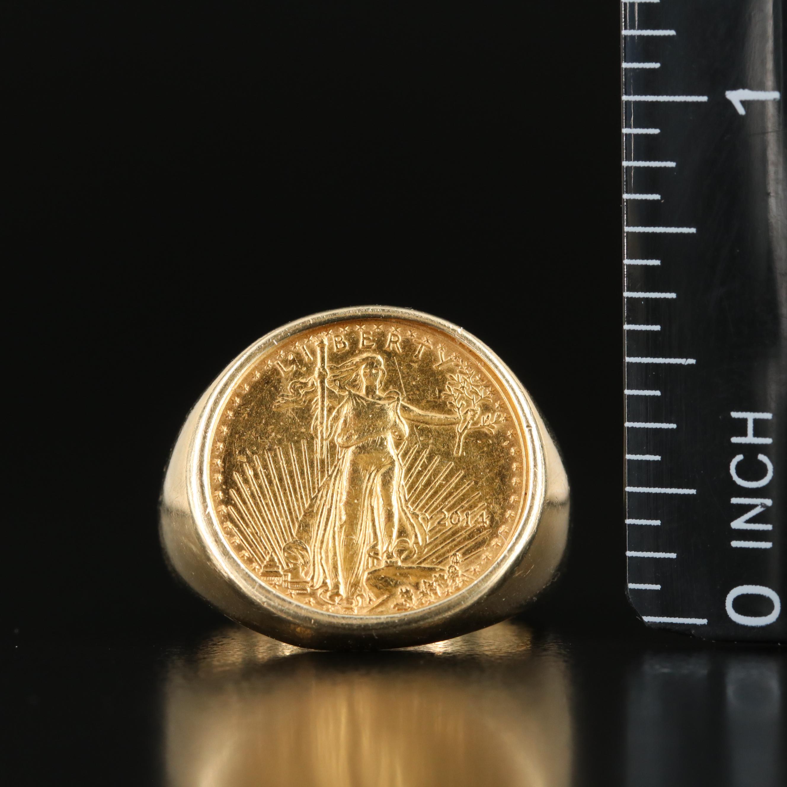 10K Signet Ring with 2014 $5 Gold Eagle Bullion Coin | EBTH