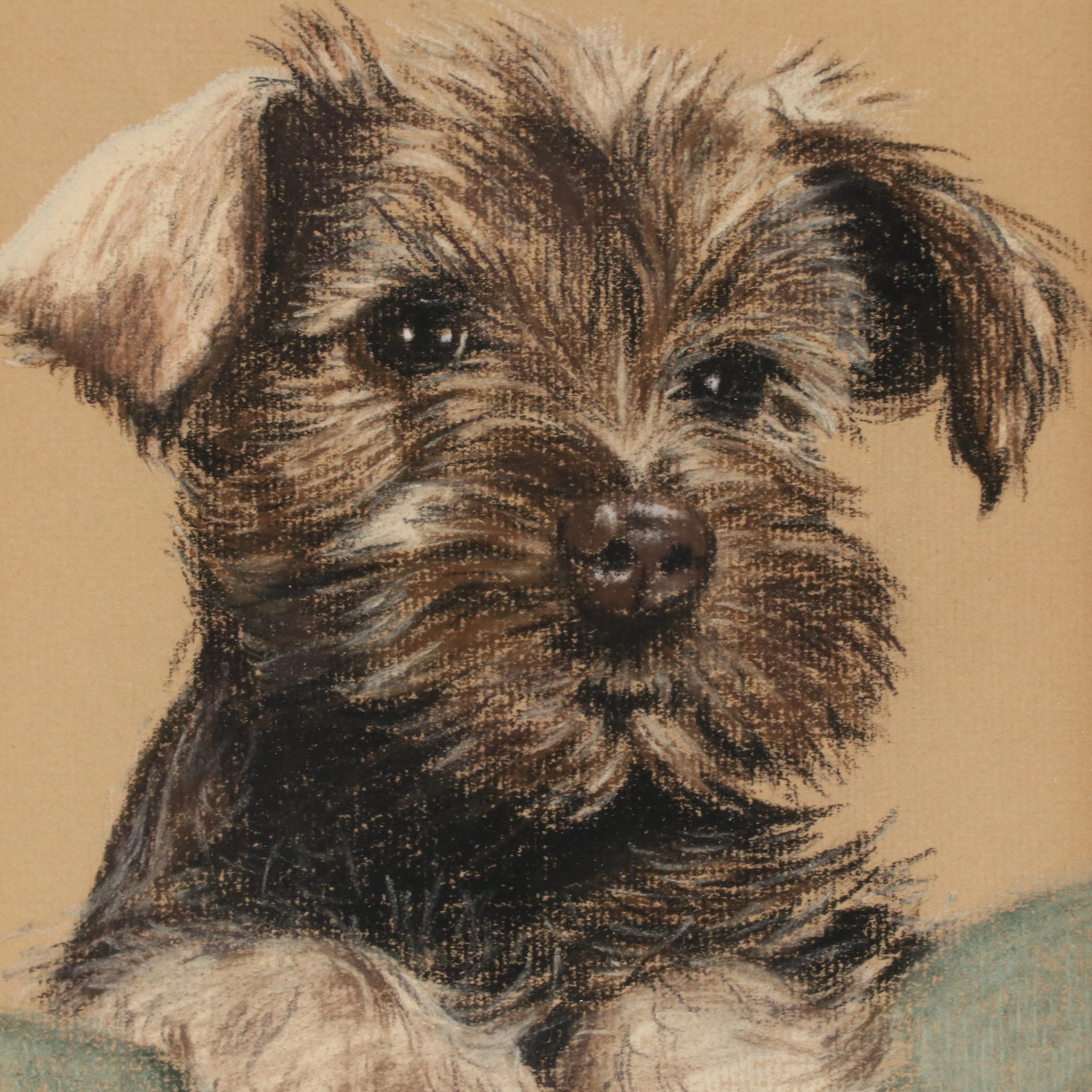 Pam Palco Pastel Drawing of a Dog "Terry" | EBTH