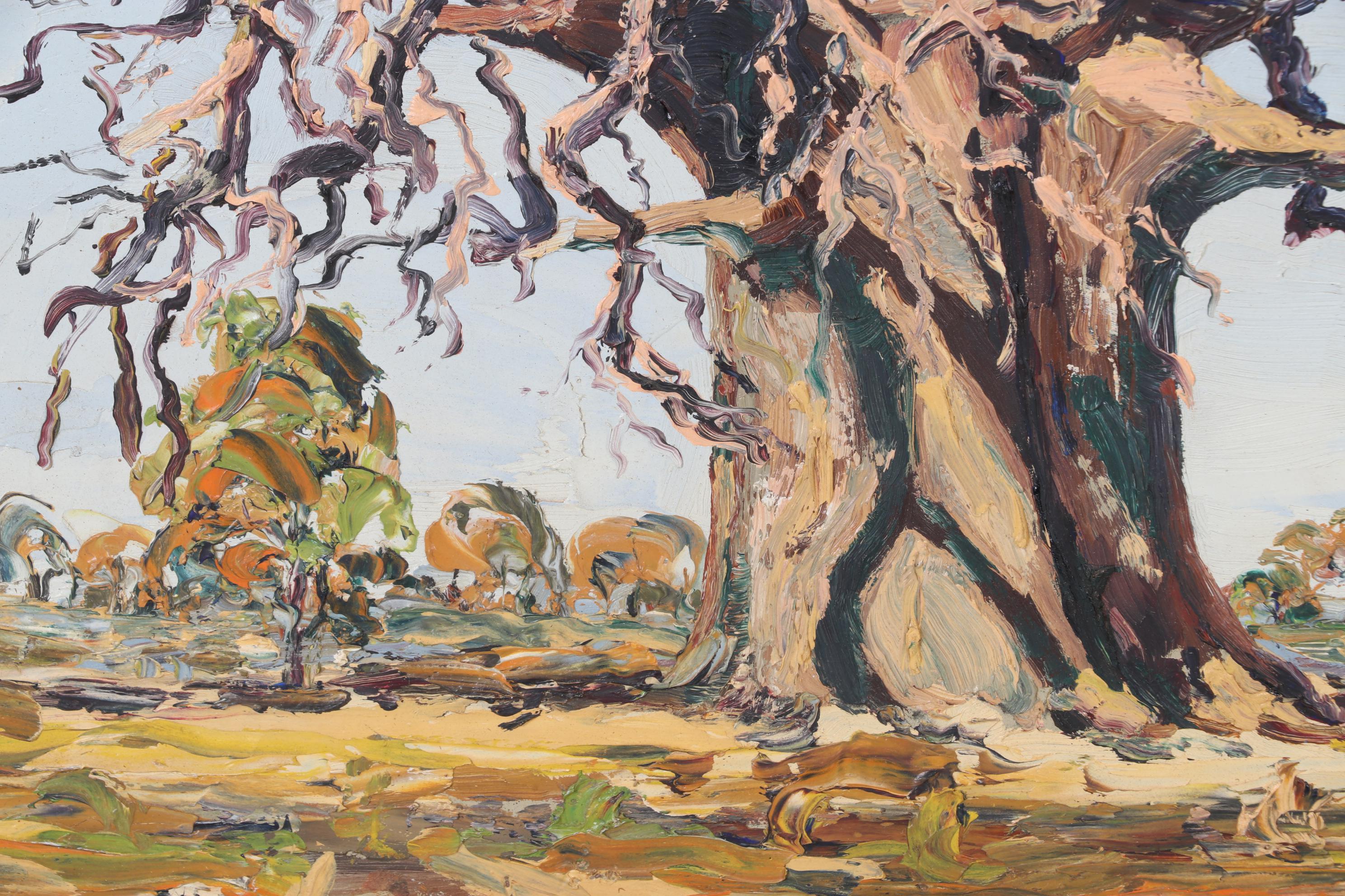 Landscape Oil Painting Of An African Baobab Tree,1965 | EBTH