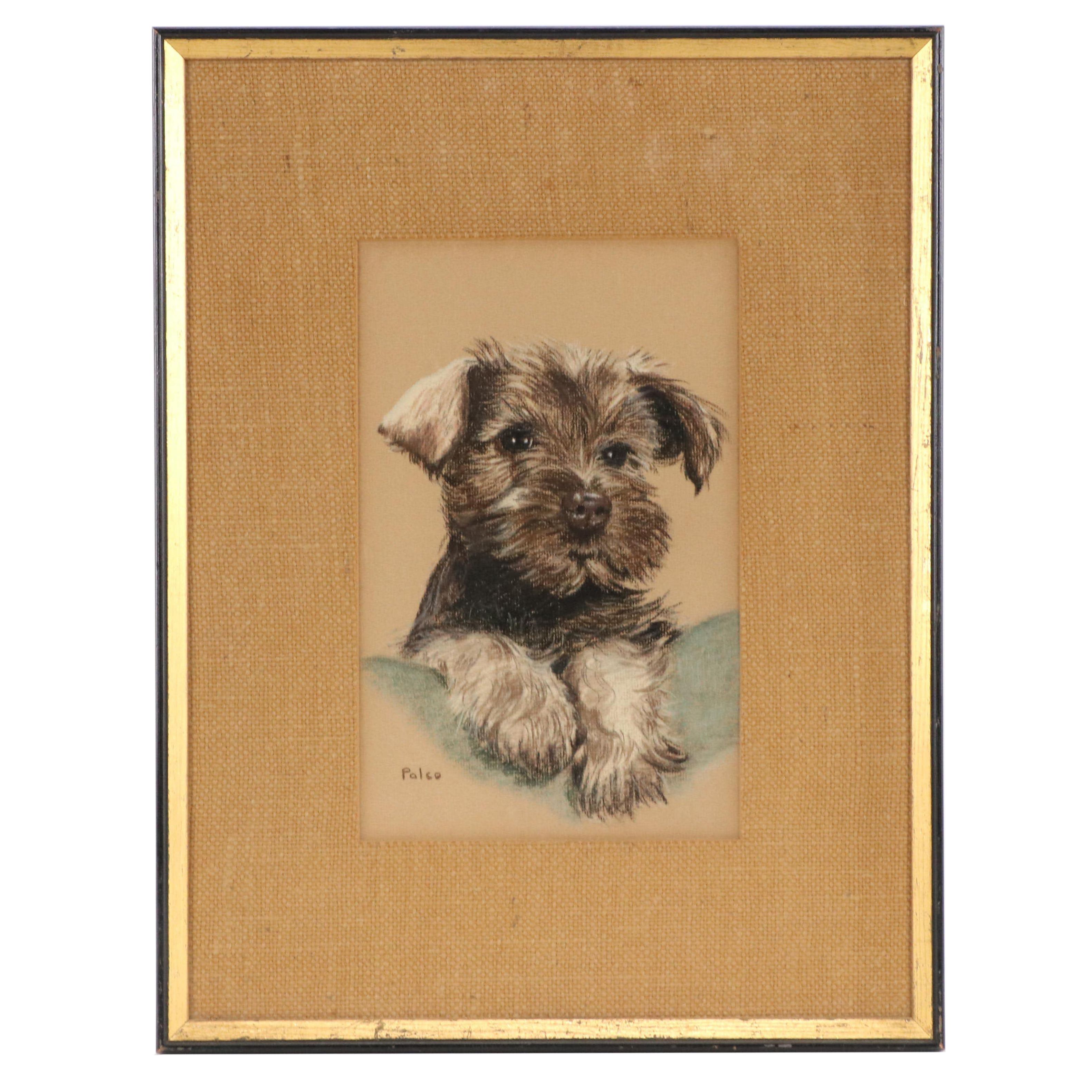 Pam Palco Pastel Drawing of a Dog "Terry" | EBTH
