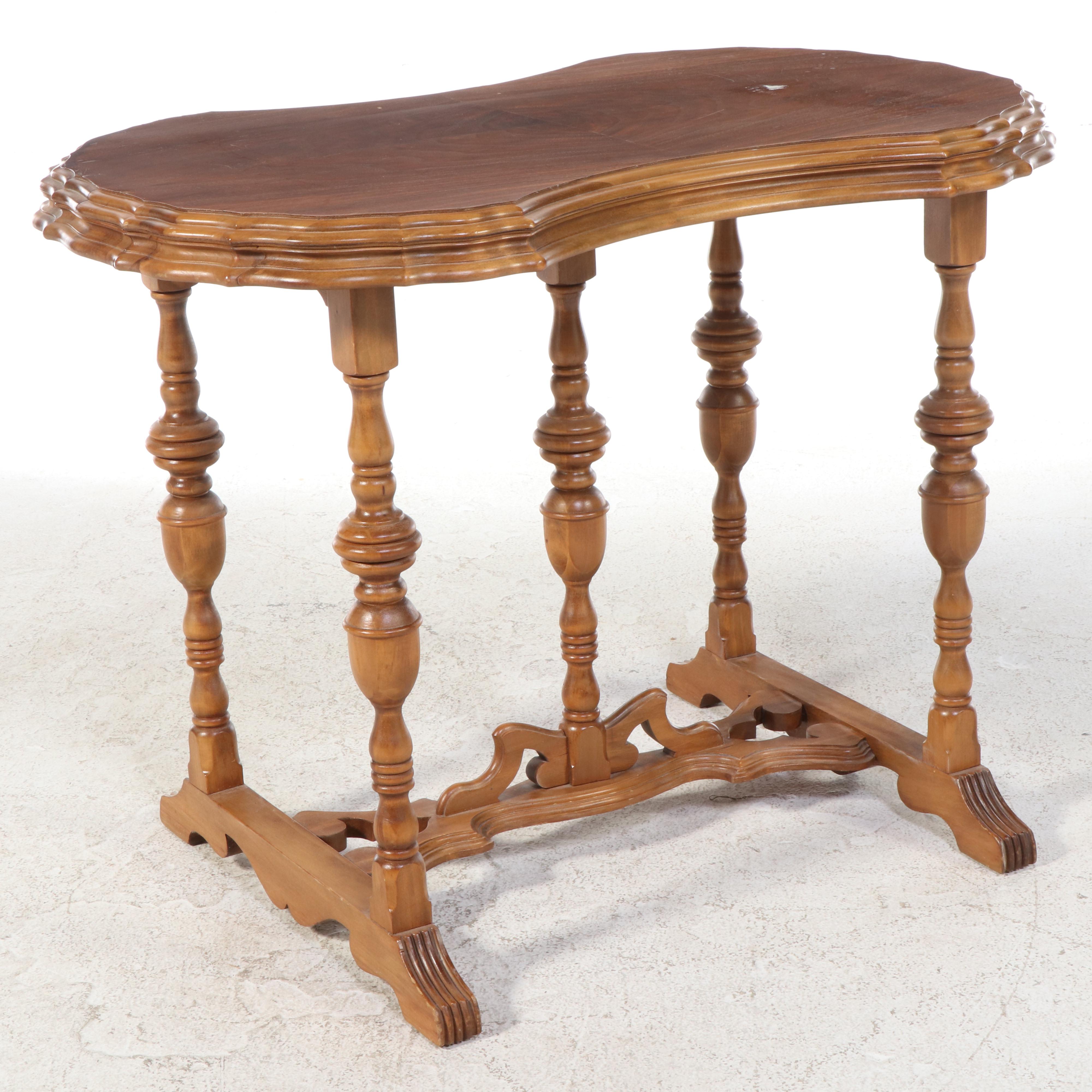 Renaissance Revival Walnut Trestle-Base Side Table, circa 1930 | EBTH