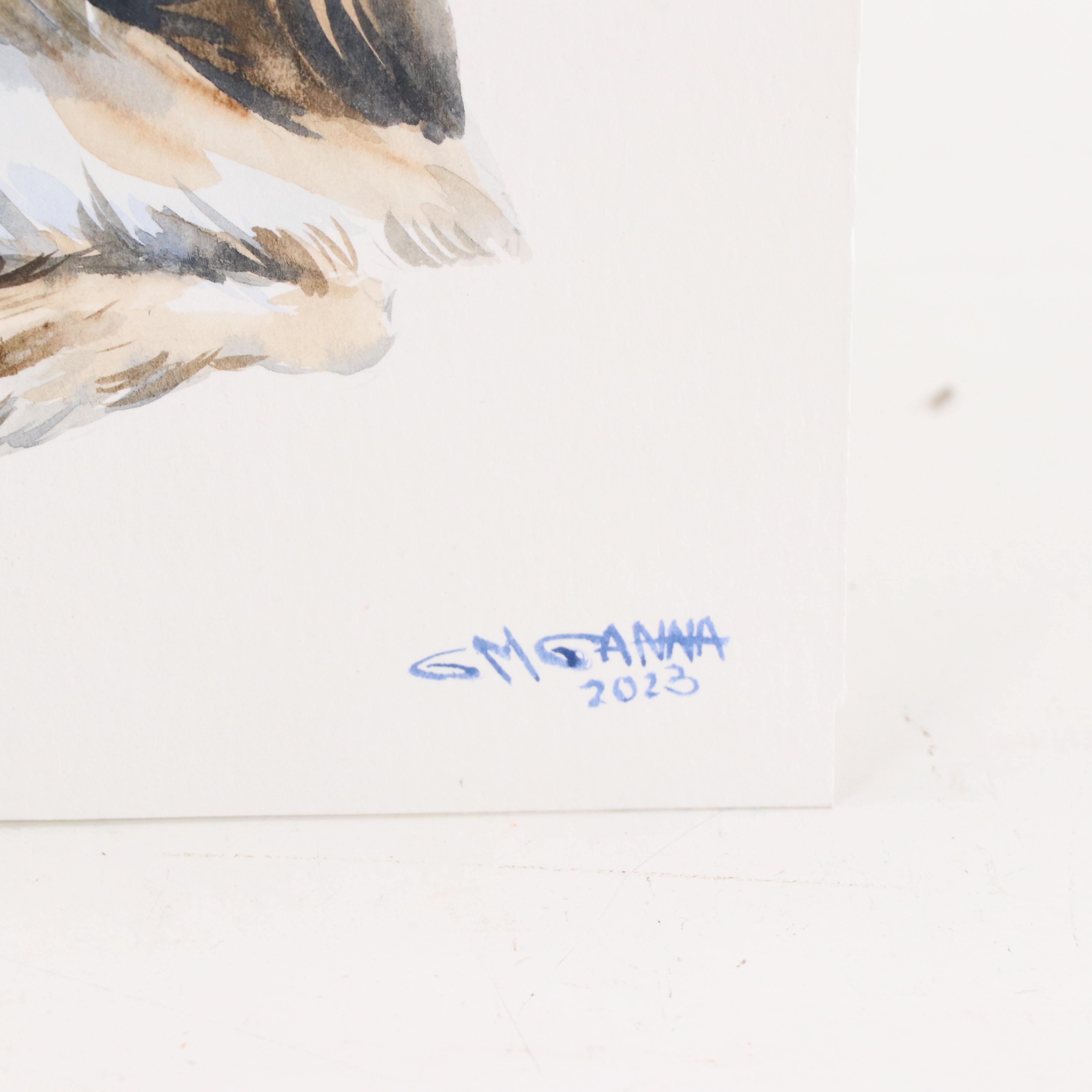 Ganna Melnychenko Watercolor Painting "Snowshoe Hare Portrait," 2023 | EBTH
