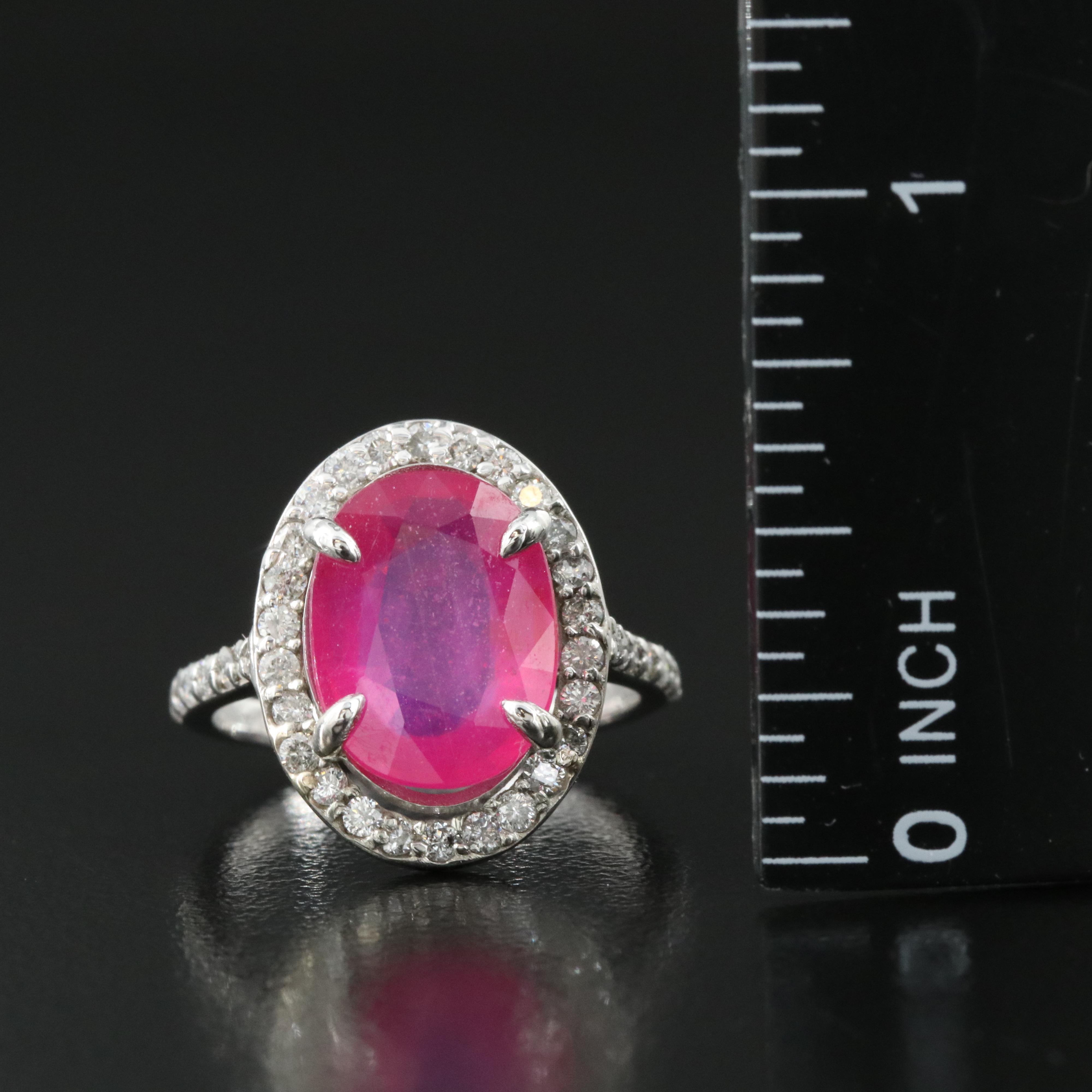 18K Filled Corundum and Diamond Ring | EBTH