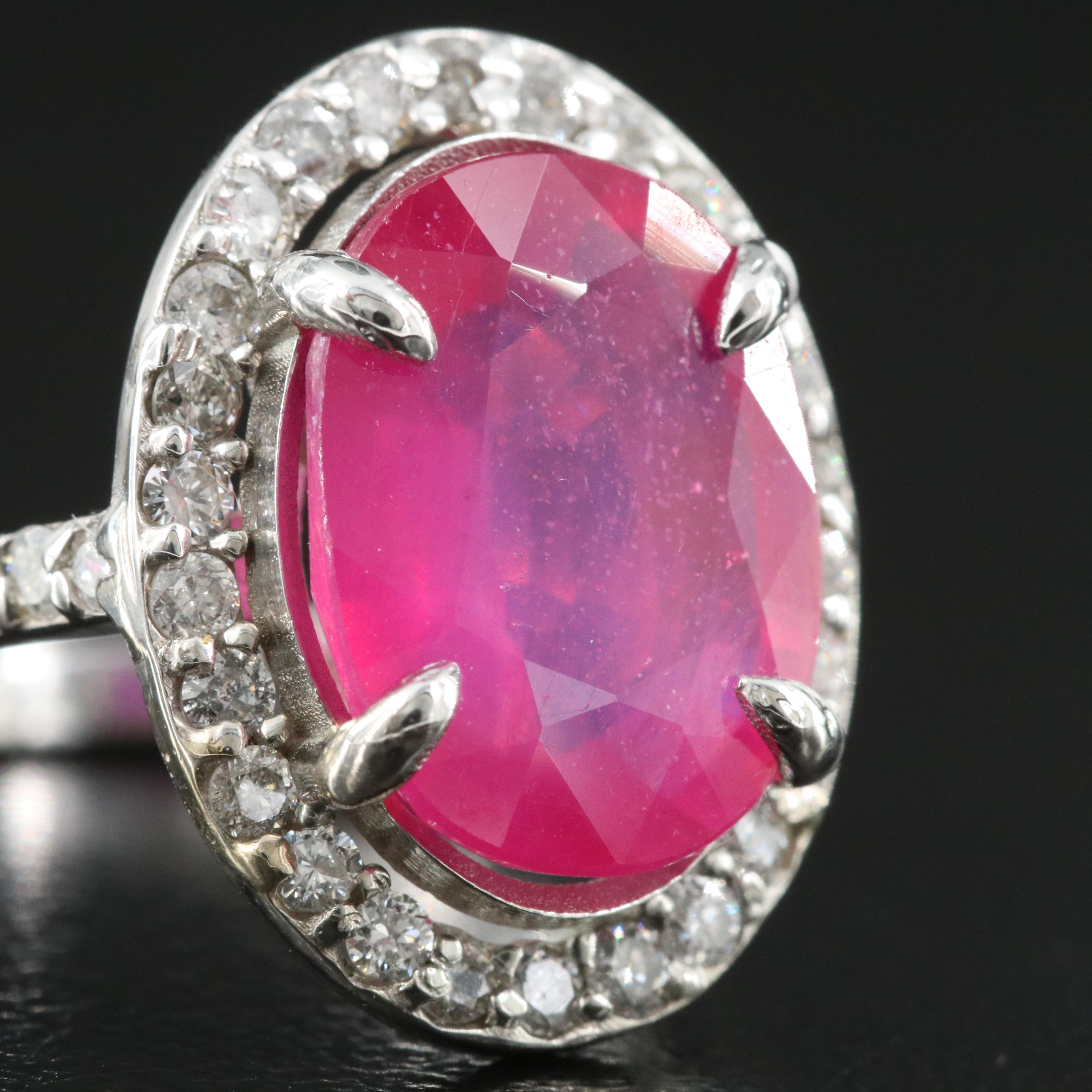 18K Filled Corundum and Diamond Ring | EBTH