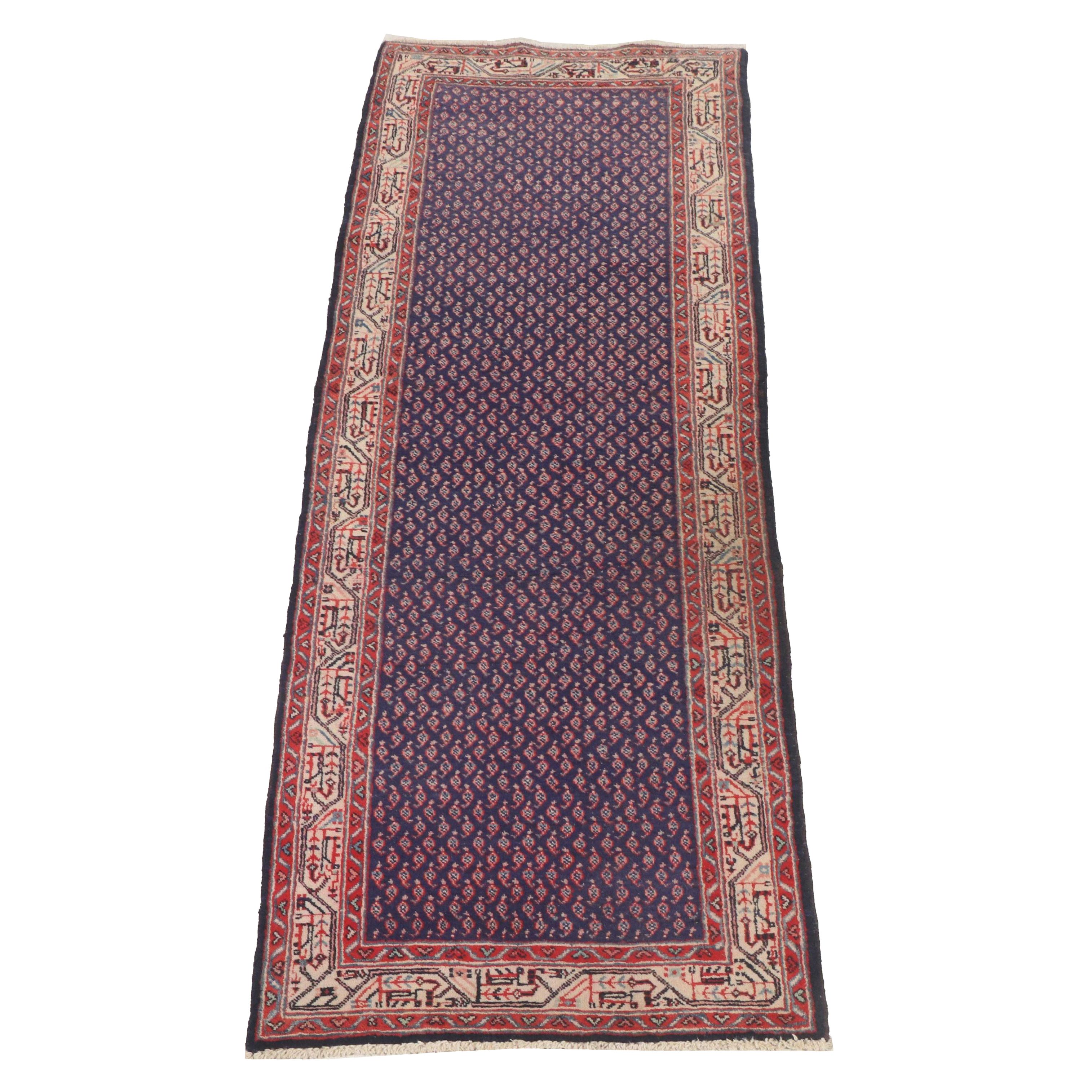 3'6 x 10'7 Hand-Knotted Persian Seraband Mir-i-Boteh Carpet Runner Long ...