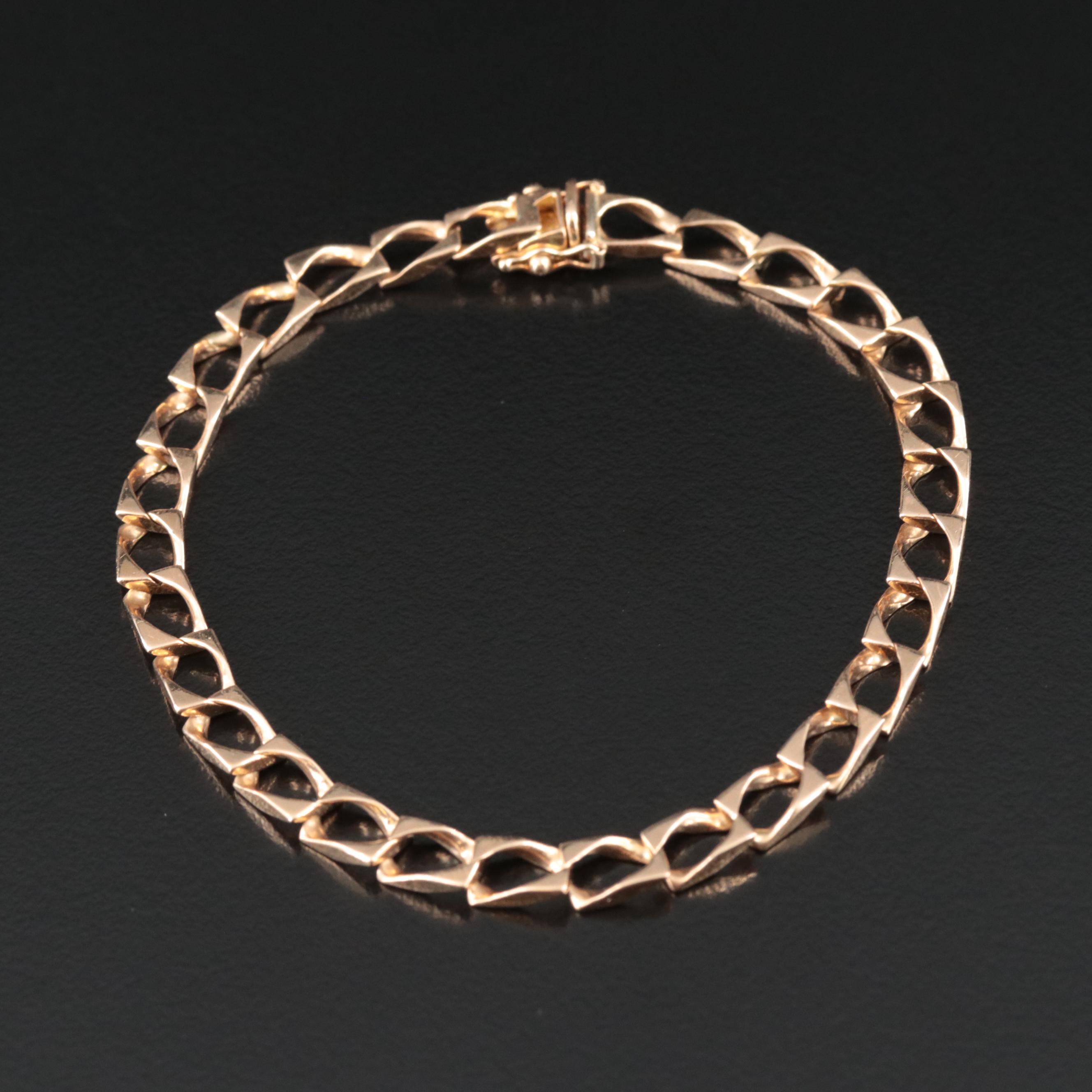 18K Fancy Curb Chain Bracelet | EBTH