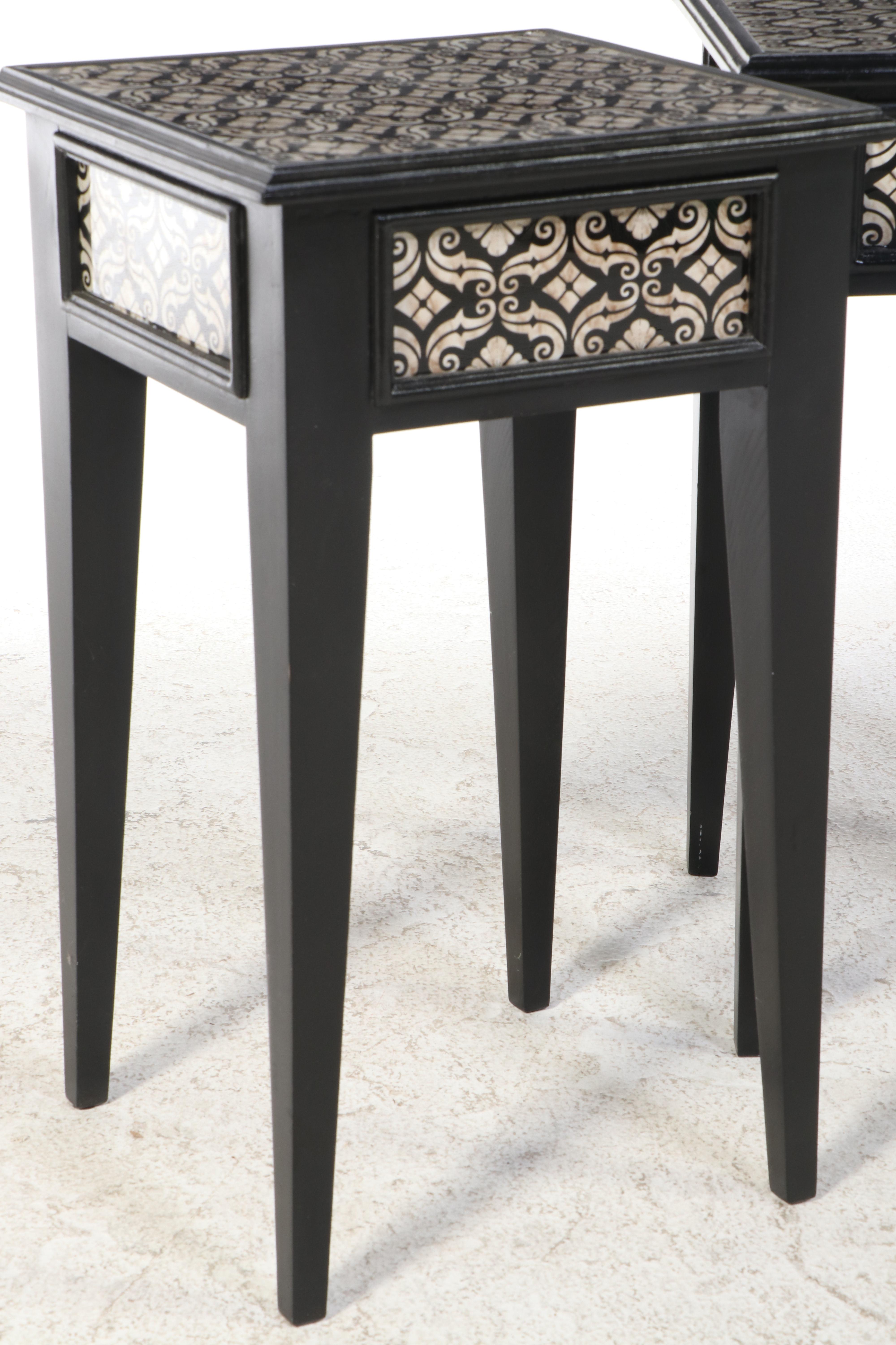 Pair of Peruvian Ebonized and Glass-Paneled Side Tables | EBTH