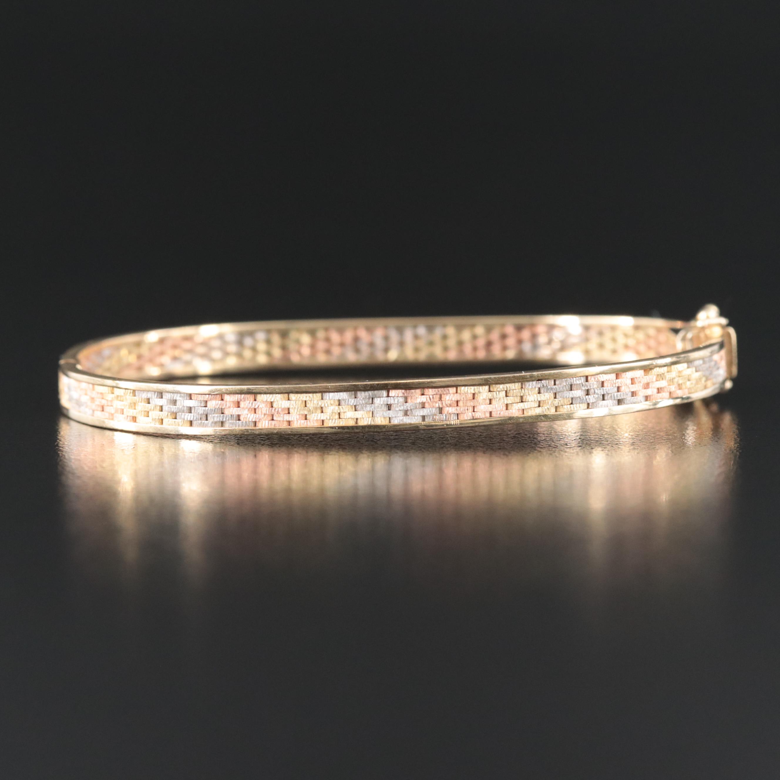 Italian 14K Tri-Color Gold Hinged Bangle | EBTH