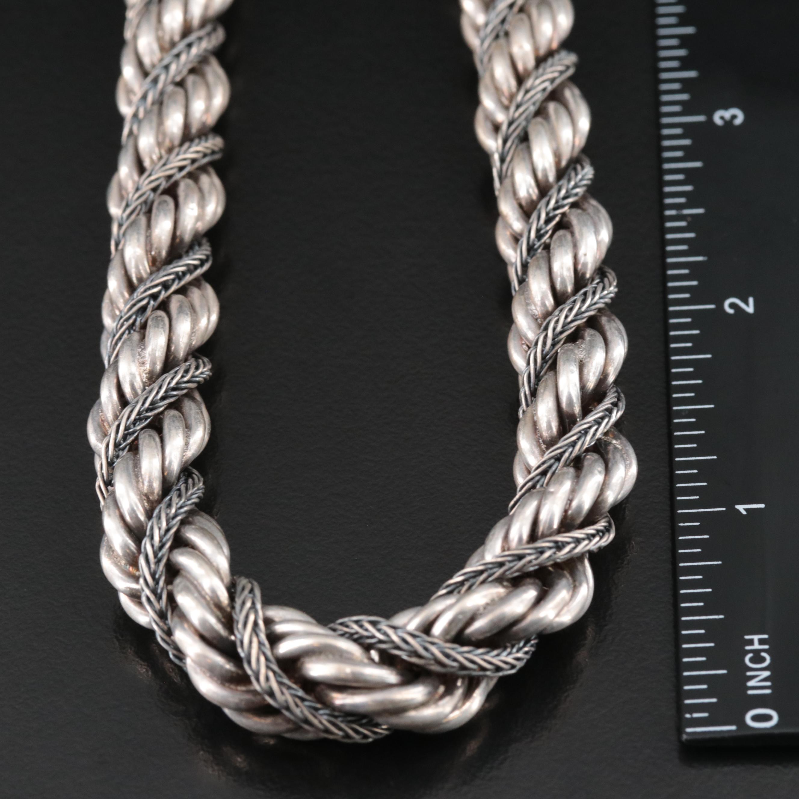 Sterling Rope and Foxtail Chain Necklace | EBTH
