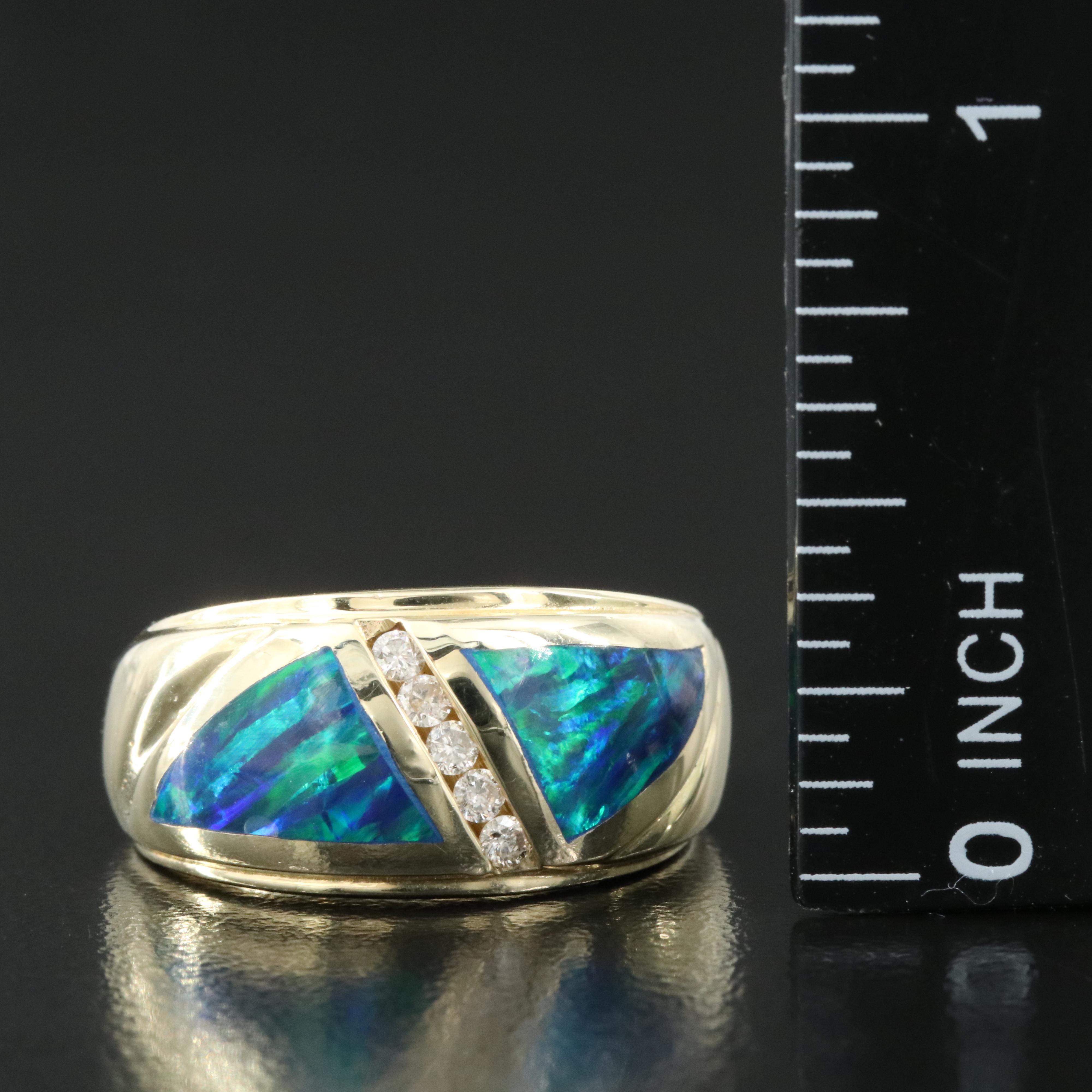 14K Diamond and Opal Inlay Ring | EBTH