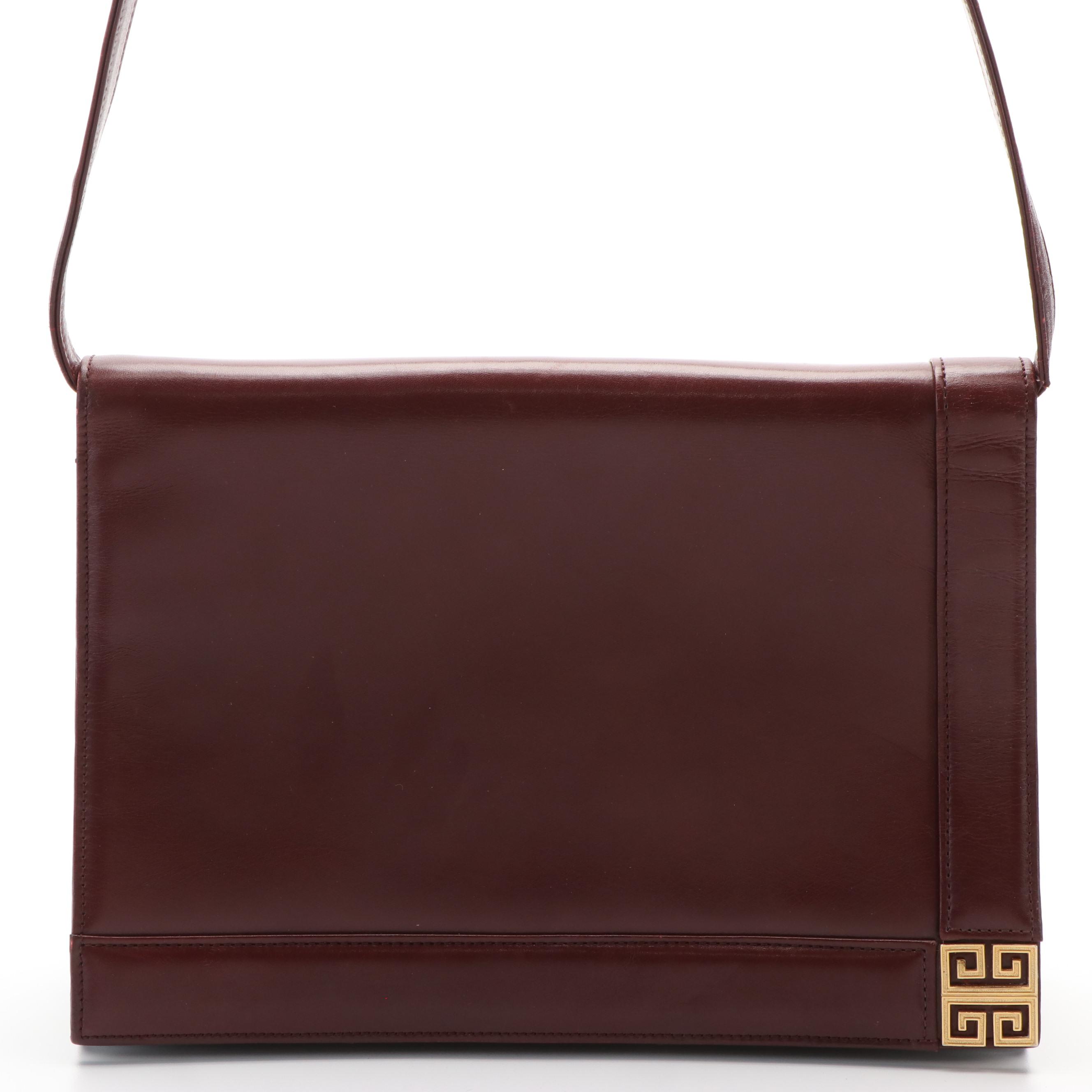 Givenchy Corner Logo Burgundy Leather Shoulder Bag | EBTH