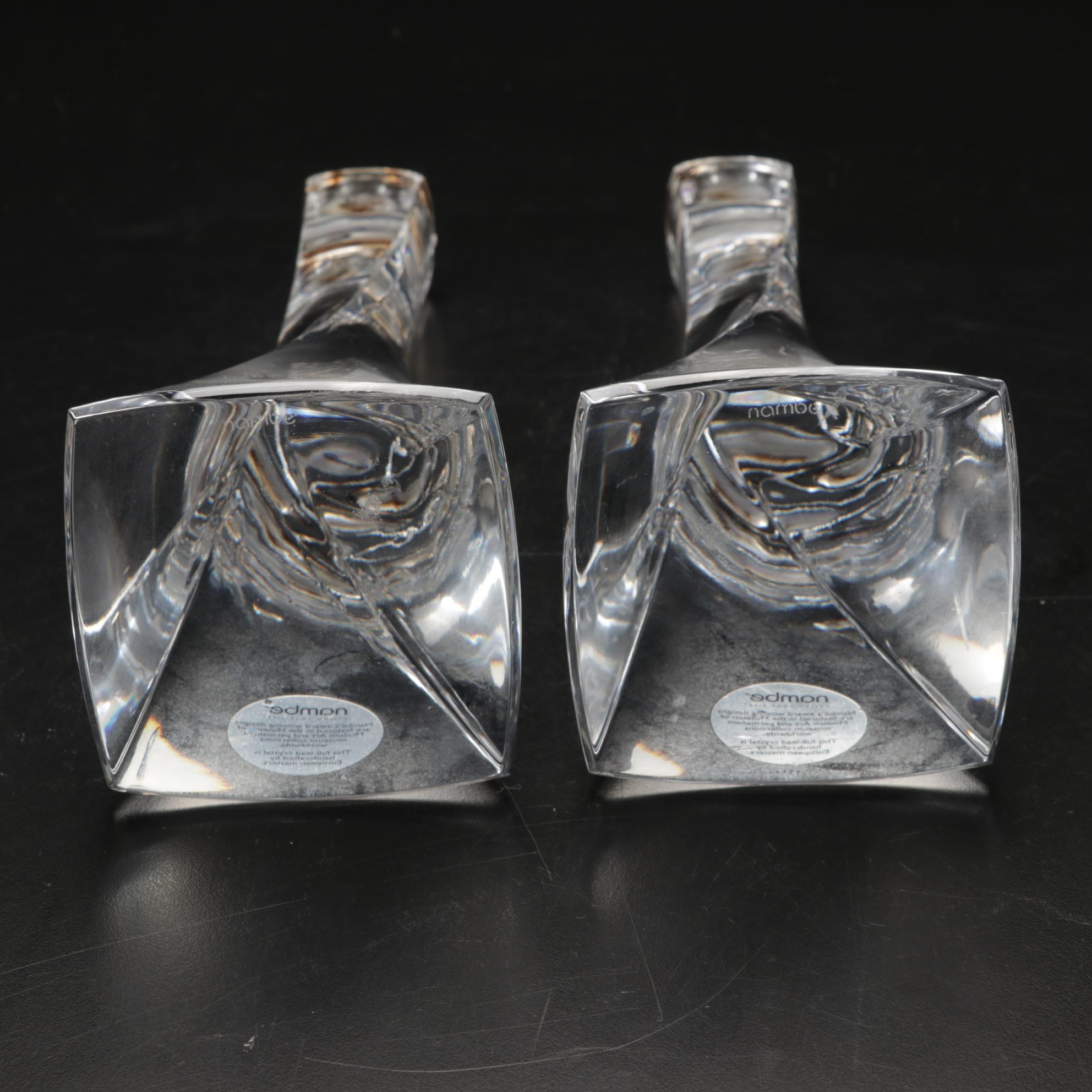 Pair of Nambe Crystal Candlesticks and Kate Spade Polka-Dot Crystal ...