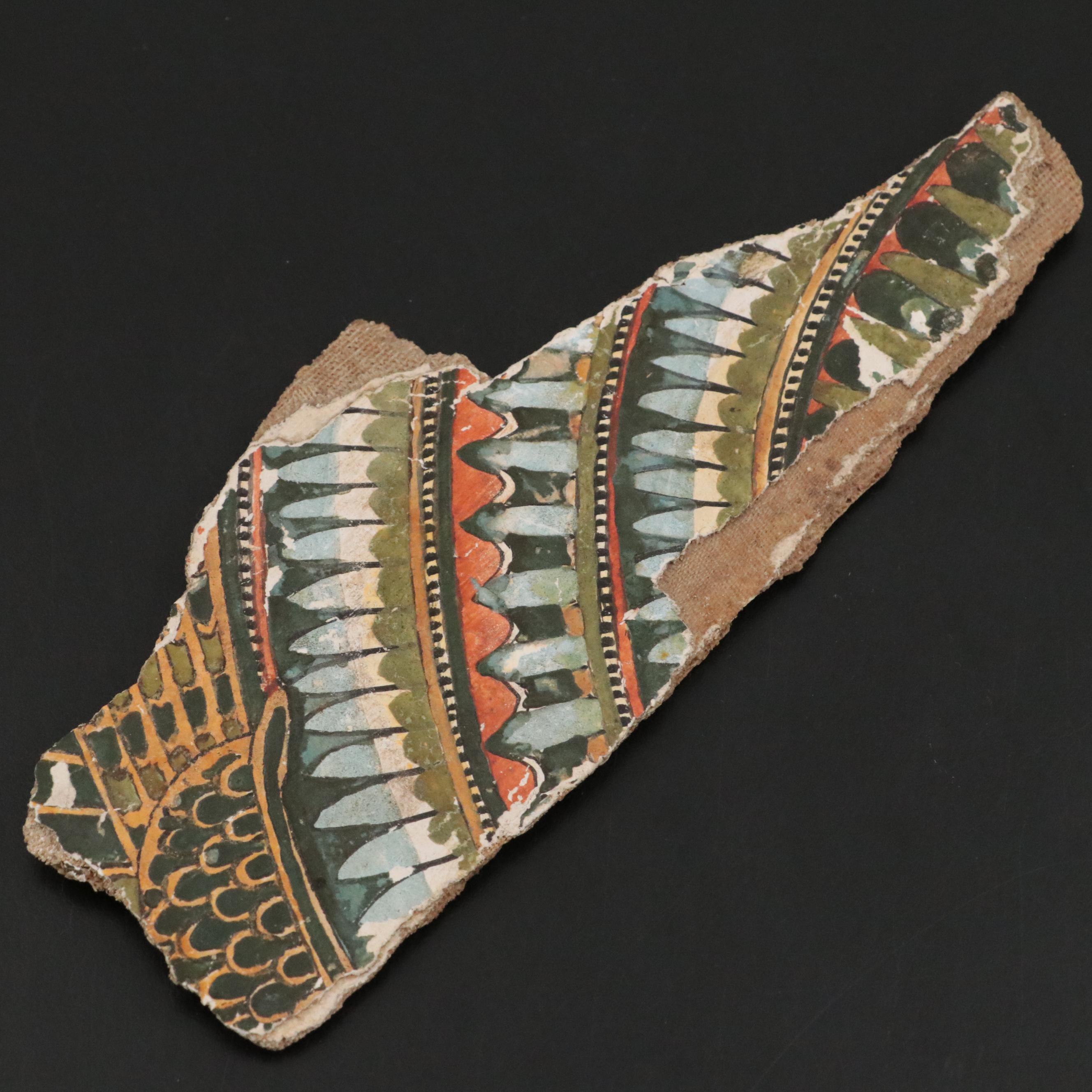 Ancient Egyptian Polychrome-Decorated Anthropoid Coffin Fragment ...