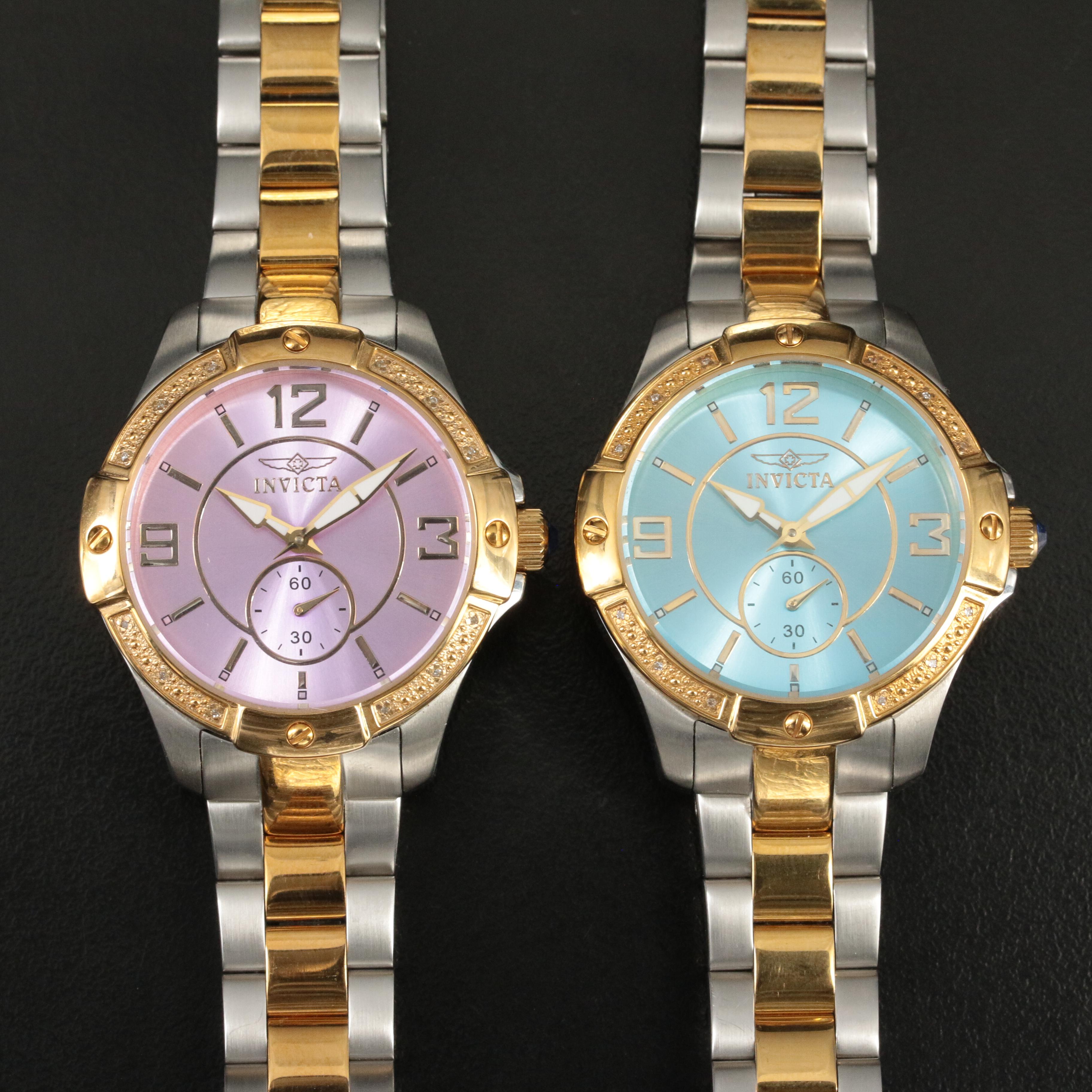 Pair of Invicta Angel Collection Diamond Accented Wristwatches | EBTH