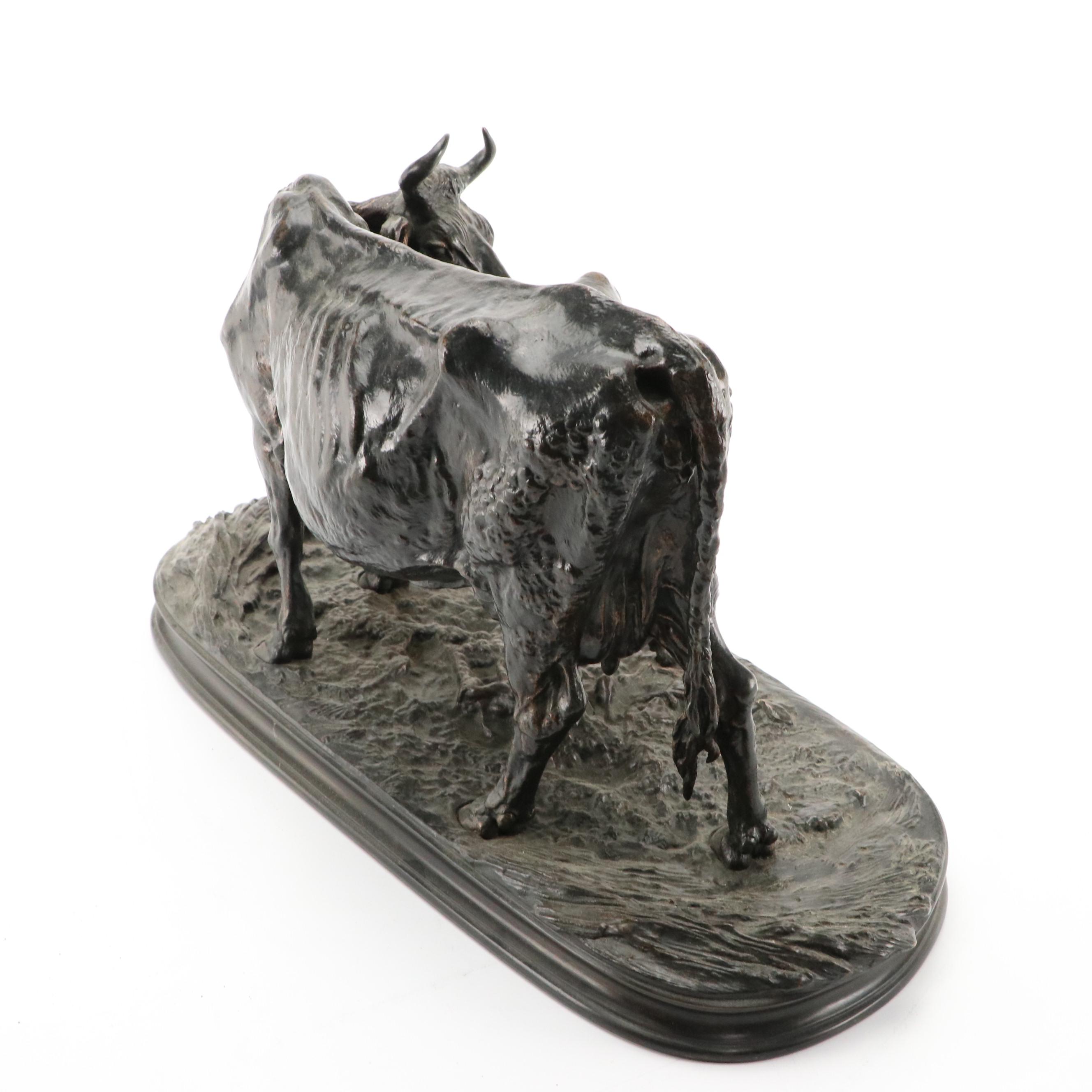 Bronze Sculpture After Pierre-Jules Mêne of Cow With Calf, Late 19th C ...