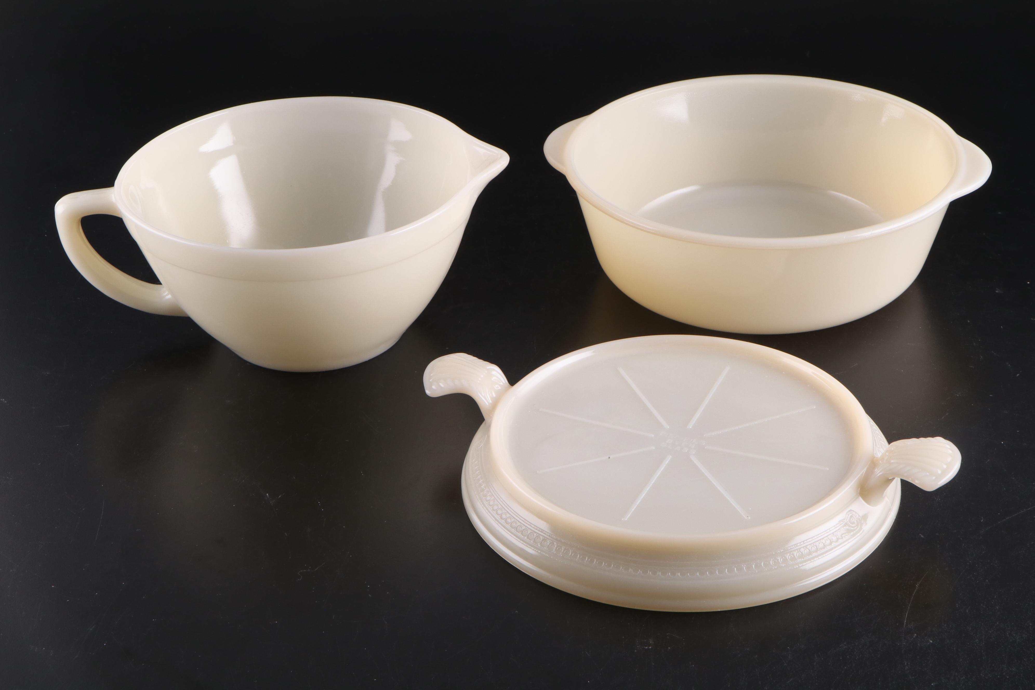 Fire-King Tulip Graduated Mixing Bowls and Milk Glass Kitchenware | EBTH