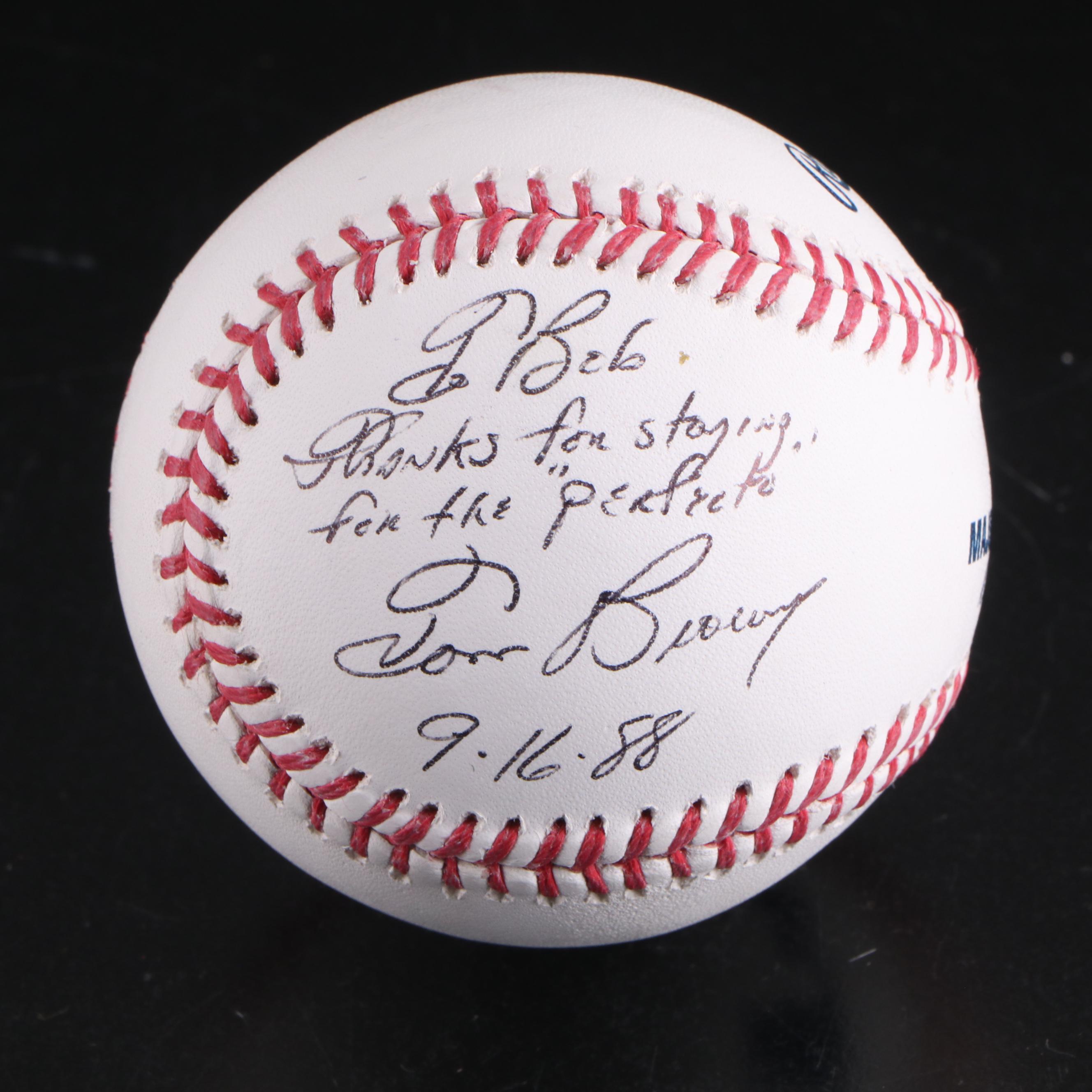 Tom Browning Signed Perfect Game Display with Team Signed Baseballs and ...