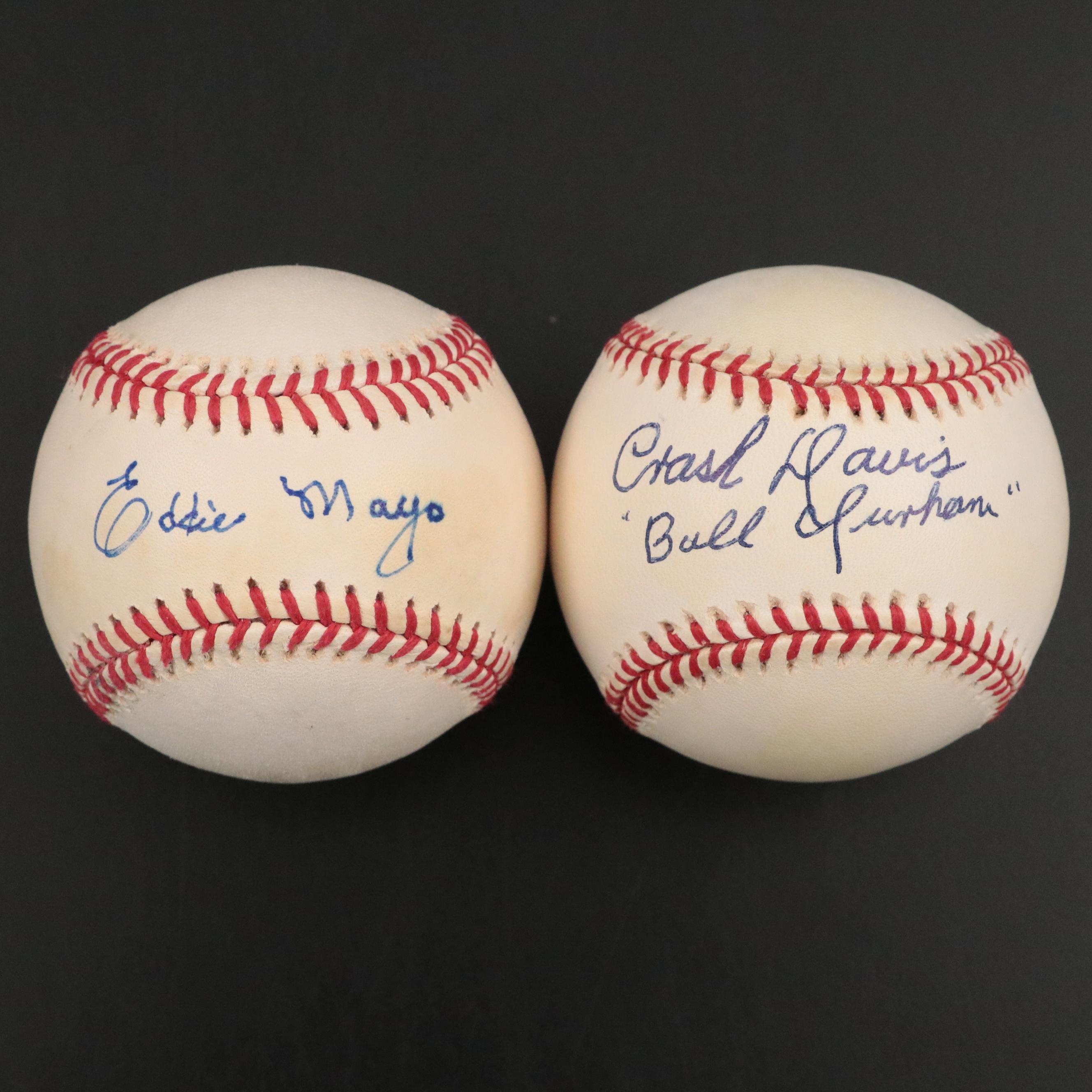 Crash Davis and Eddie Mayo Signed Rawlings Official Baseballs | EBTH