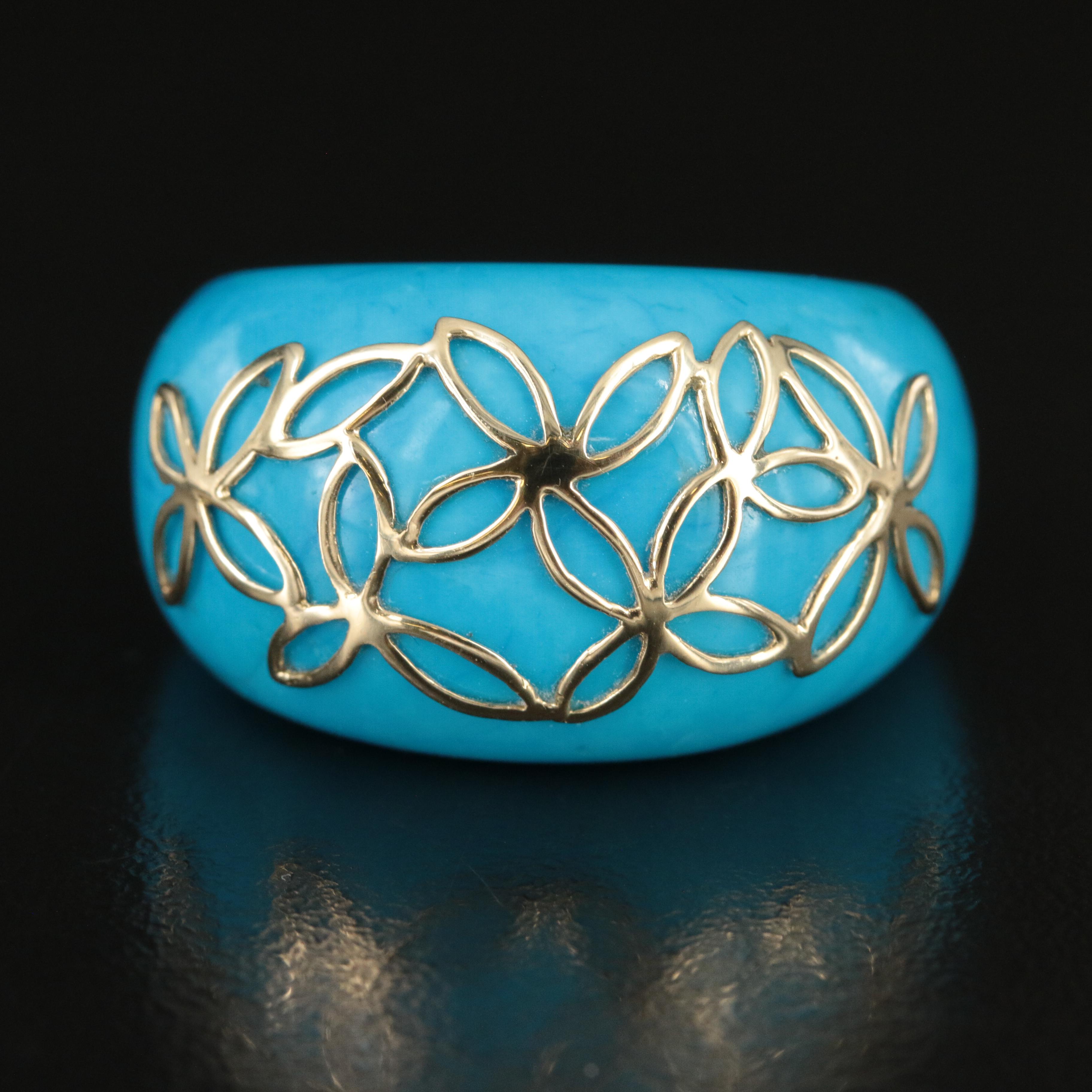 Milor Magnesite Ring with 14K Flower Overlay | EBTH