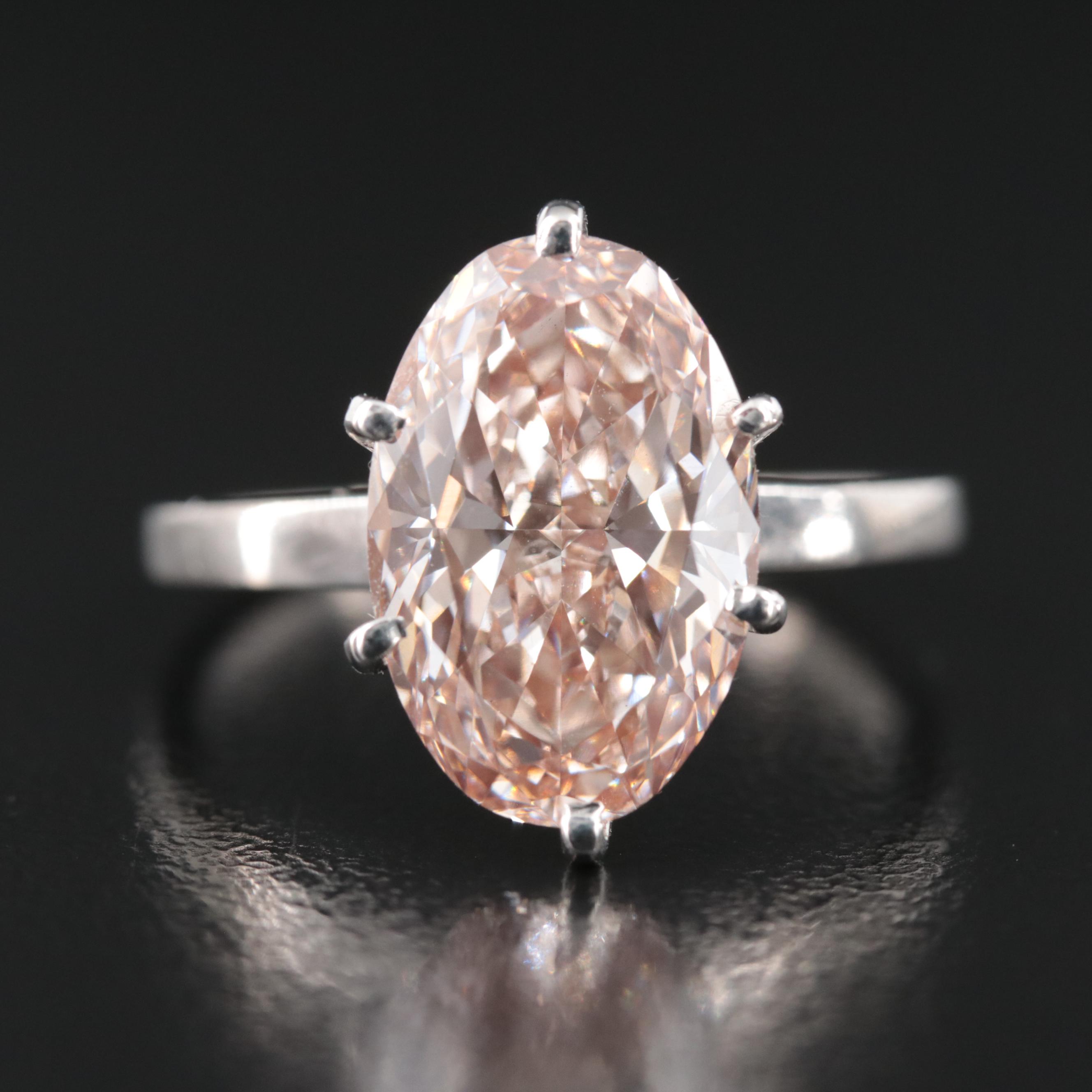18K 5.16 CT (Origin Undetermined) Fancy Pink Diamond Solitaire Ring ...