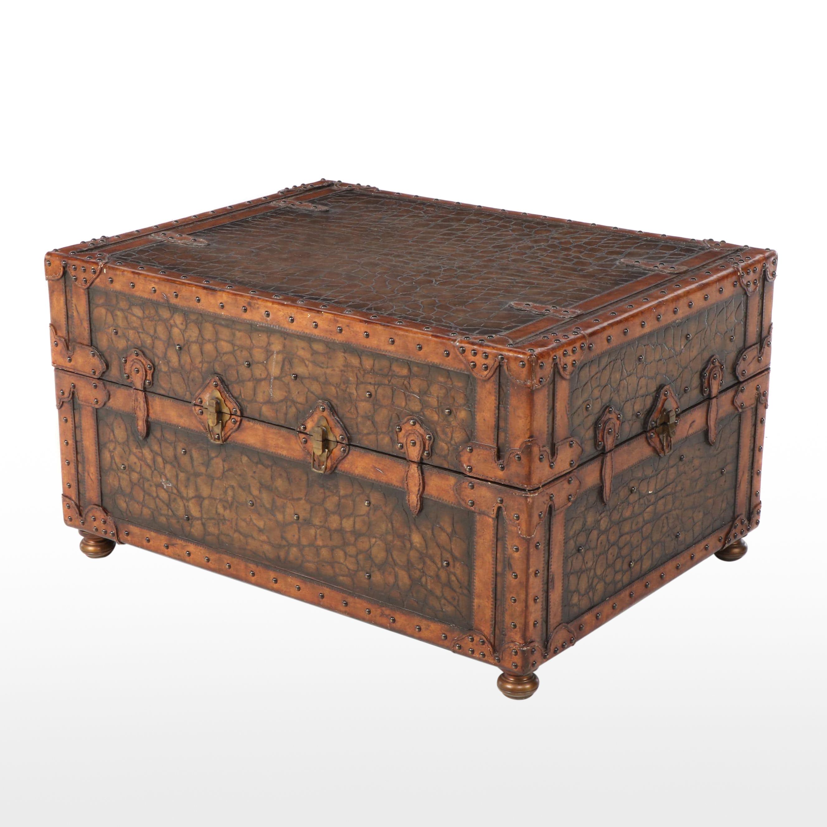 Maitland-Smith Victorian Style Faux Crocodile Trunk Style Coffee Table ...