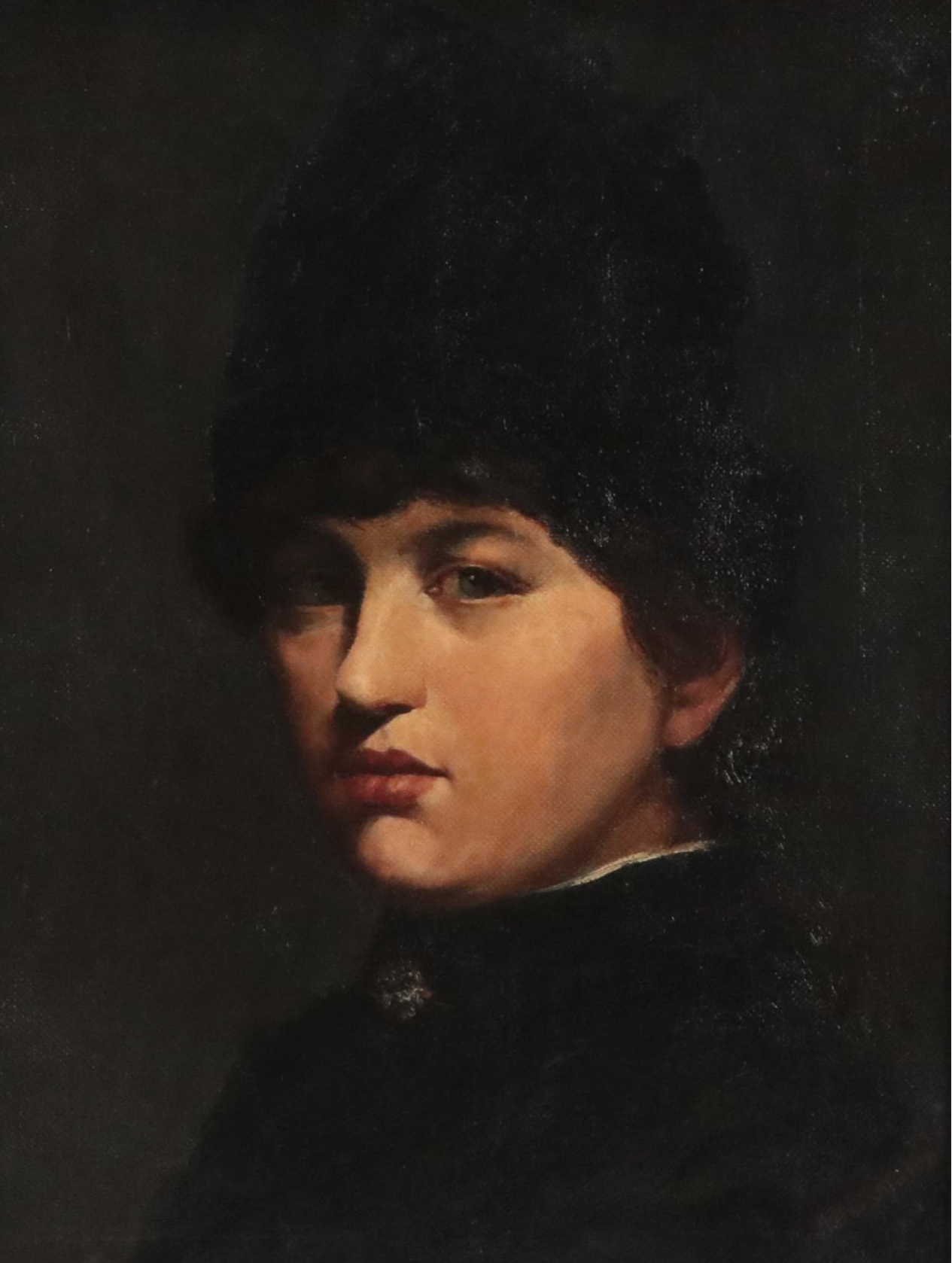 Oil Painting of a Woman in Three-Quarter Profile with Hat | Everything ...