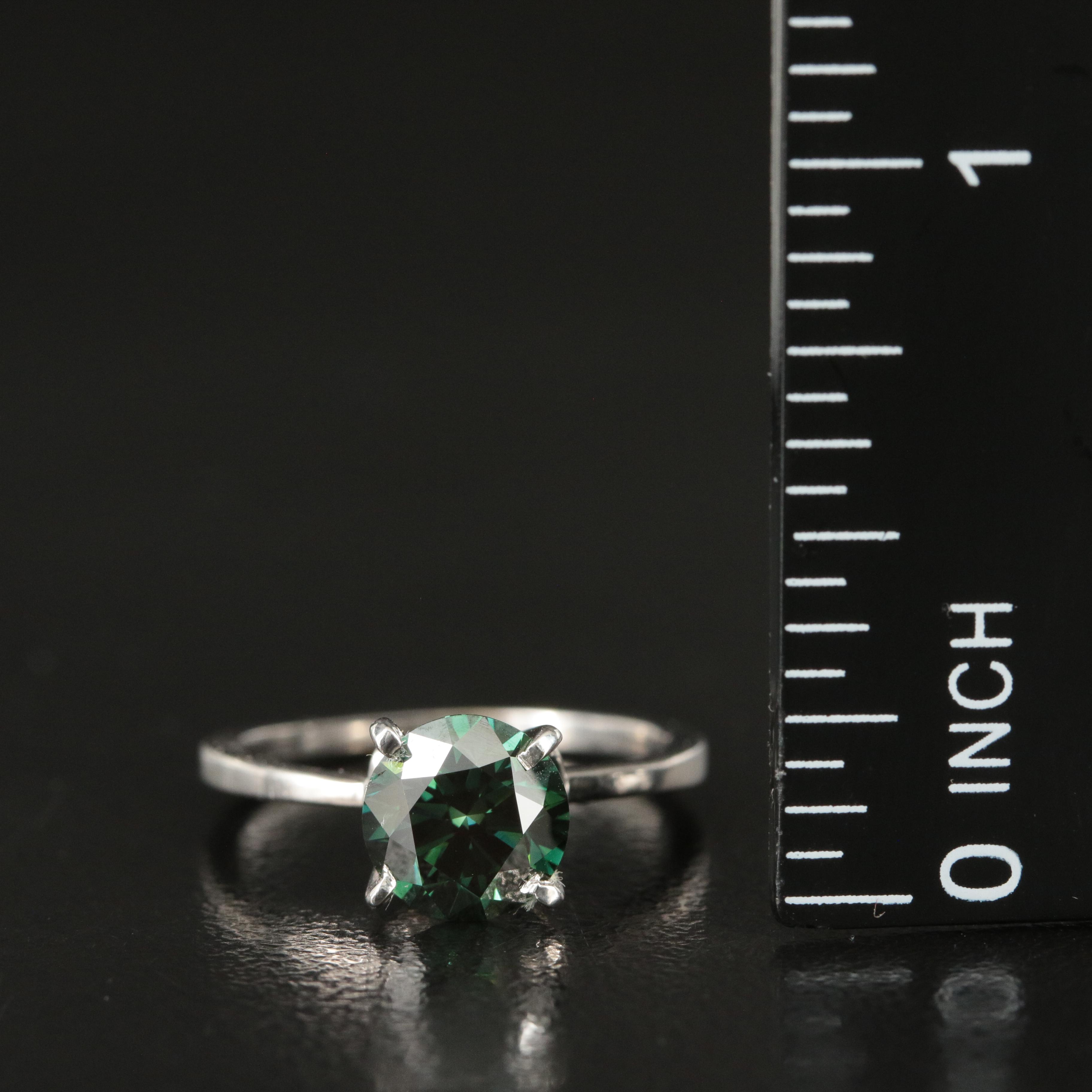 18K 1.51 CT (Origin Undertermined) Fancy Dark Green Diamond Solitaire Ring | EBTH
