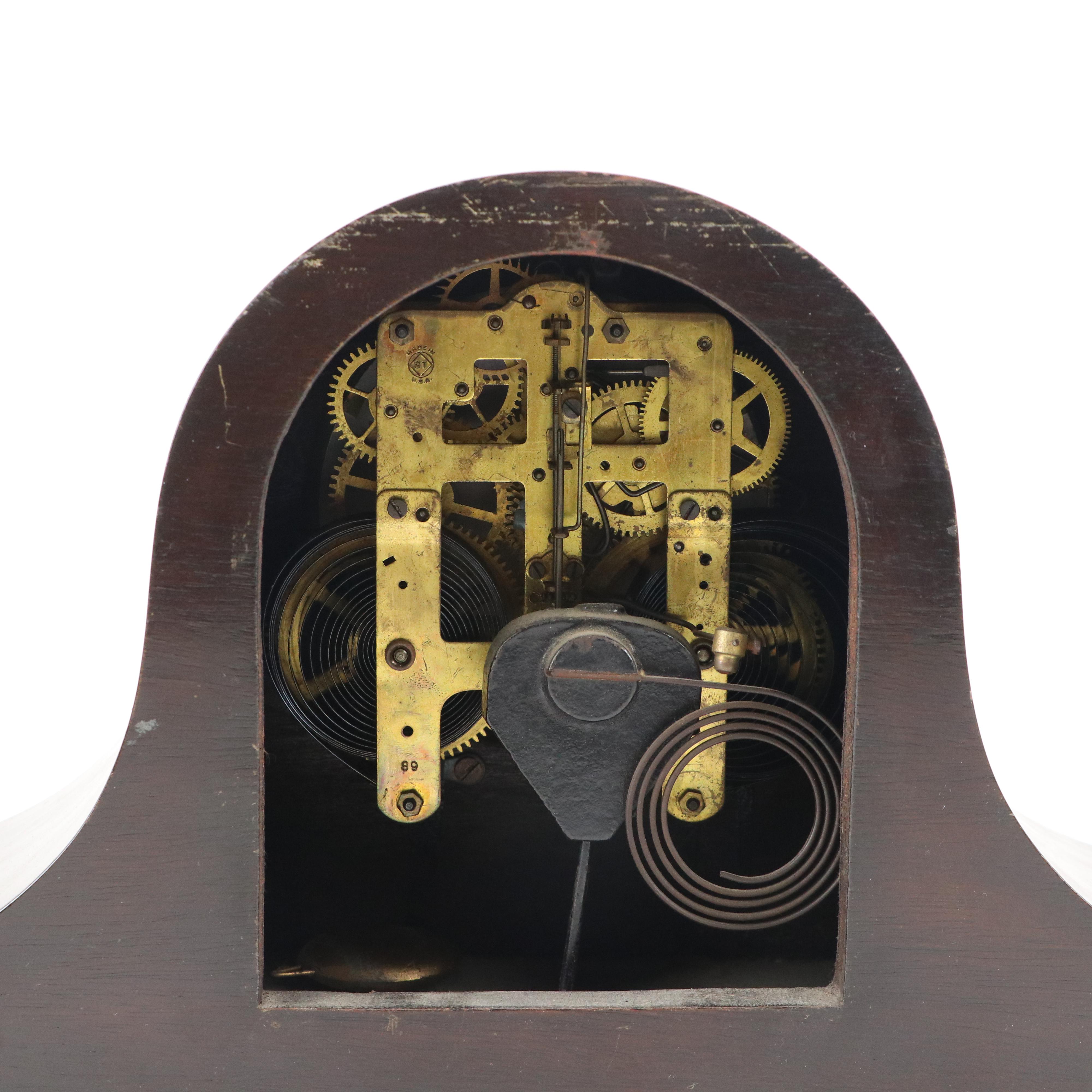 Neoclassical Style Sessions Wood Mantle Clock with Seth Thomas Tambour ...