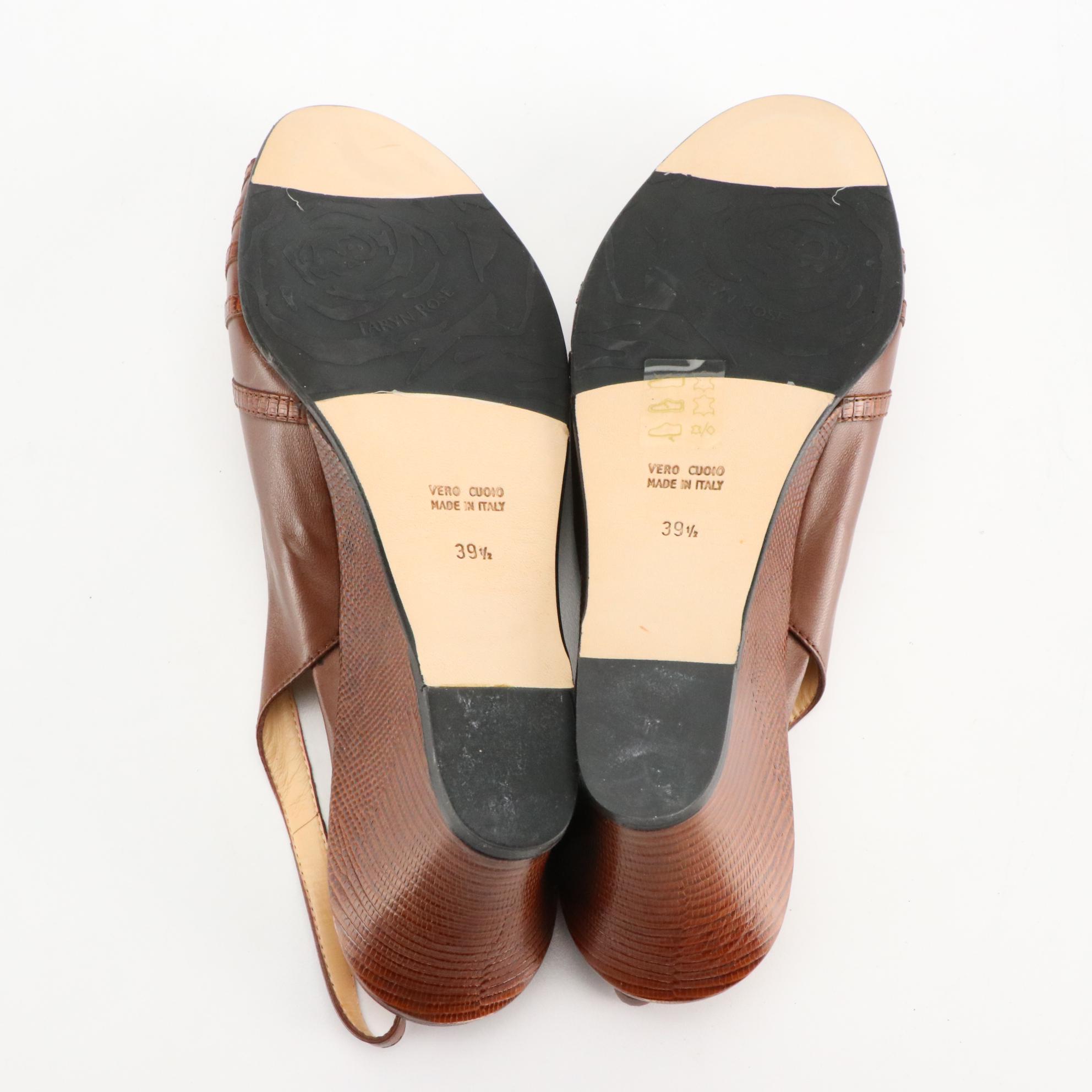 Taryn Rose Strappy Leather Sandals and Duvet Slingback Wedges with Box ...