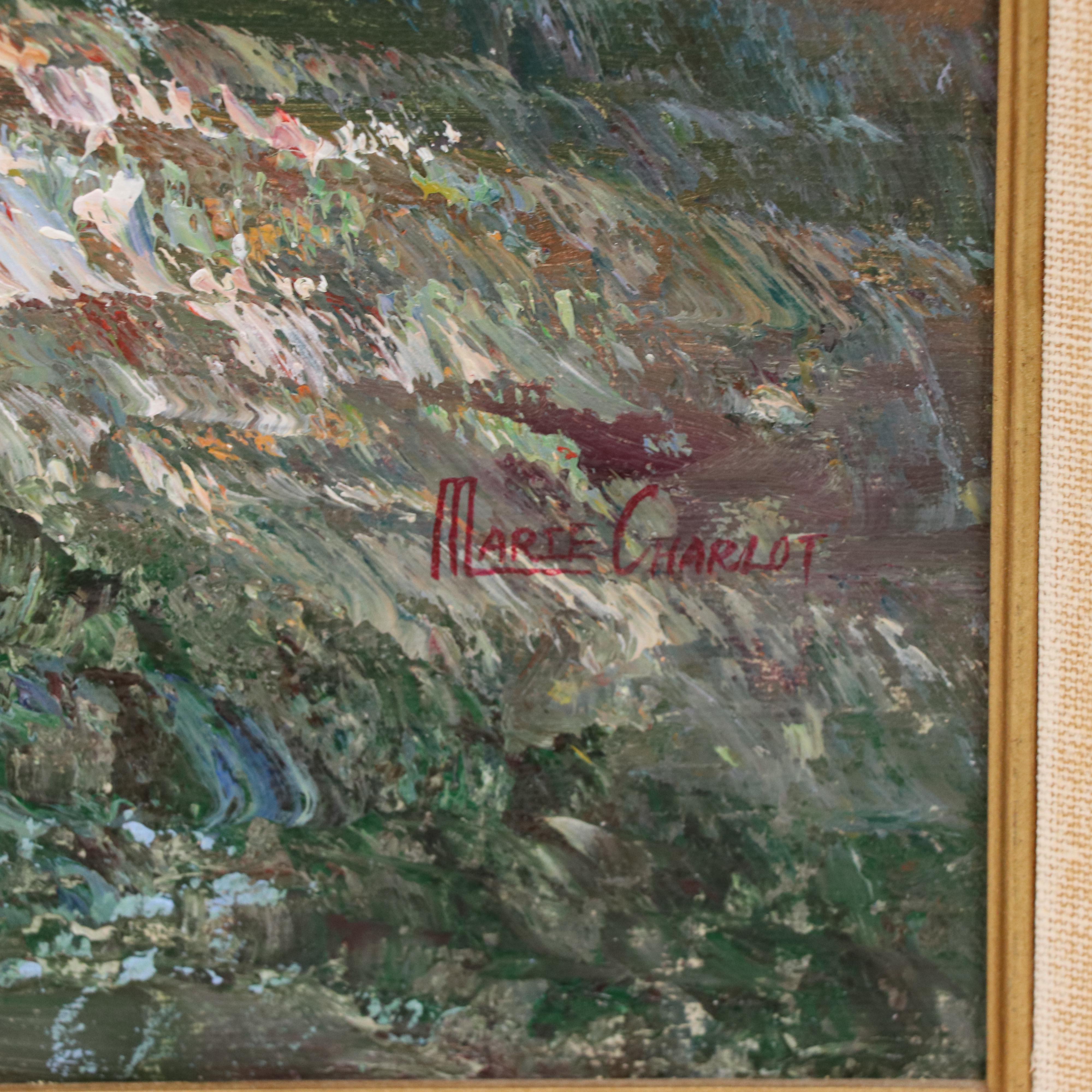 Marie Charlot French Countryside Landscape With Figures Oil Painting | EBTH