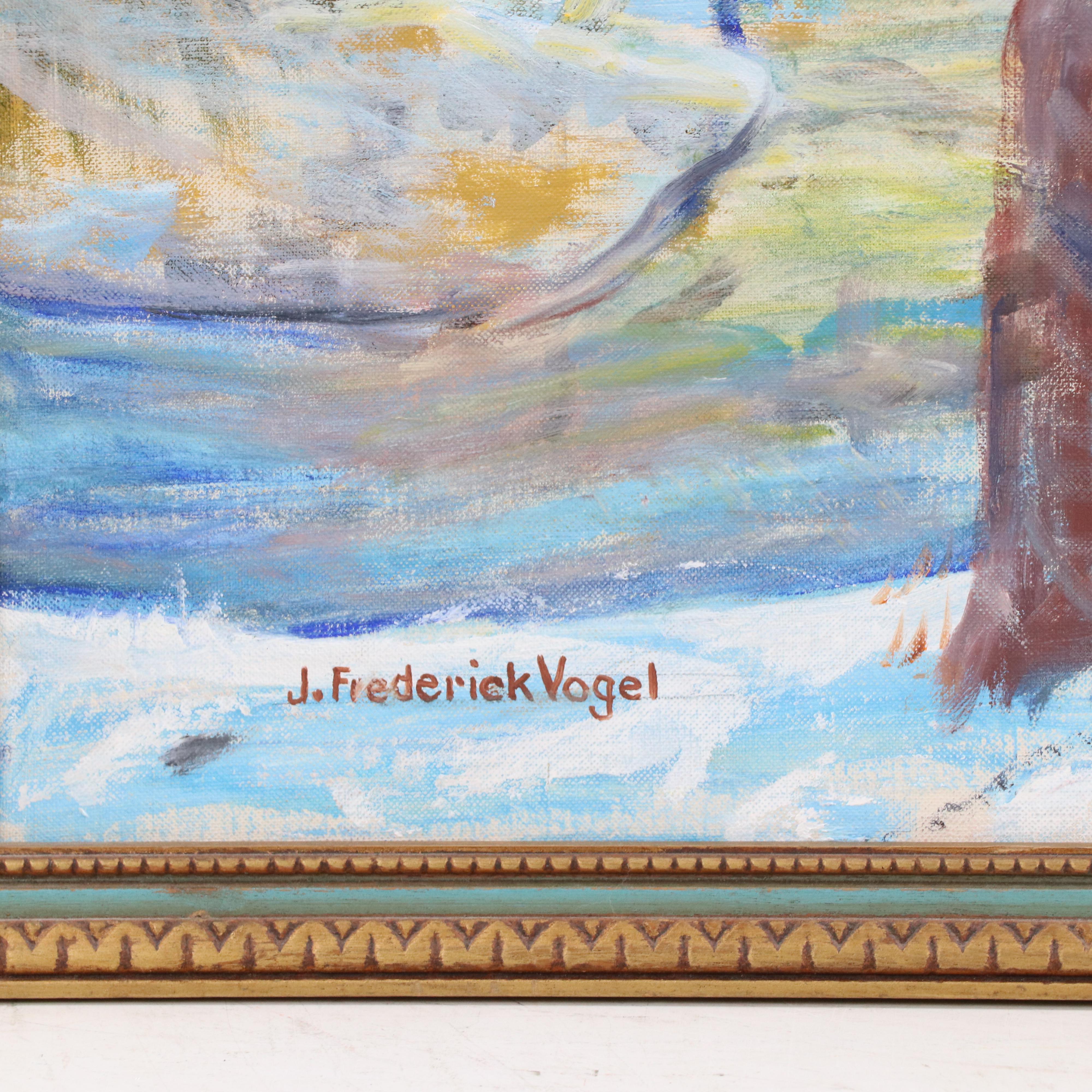 J. Frederick Vogel Winter Woodland Landscape Oil Painting | EBTH