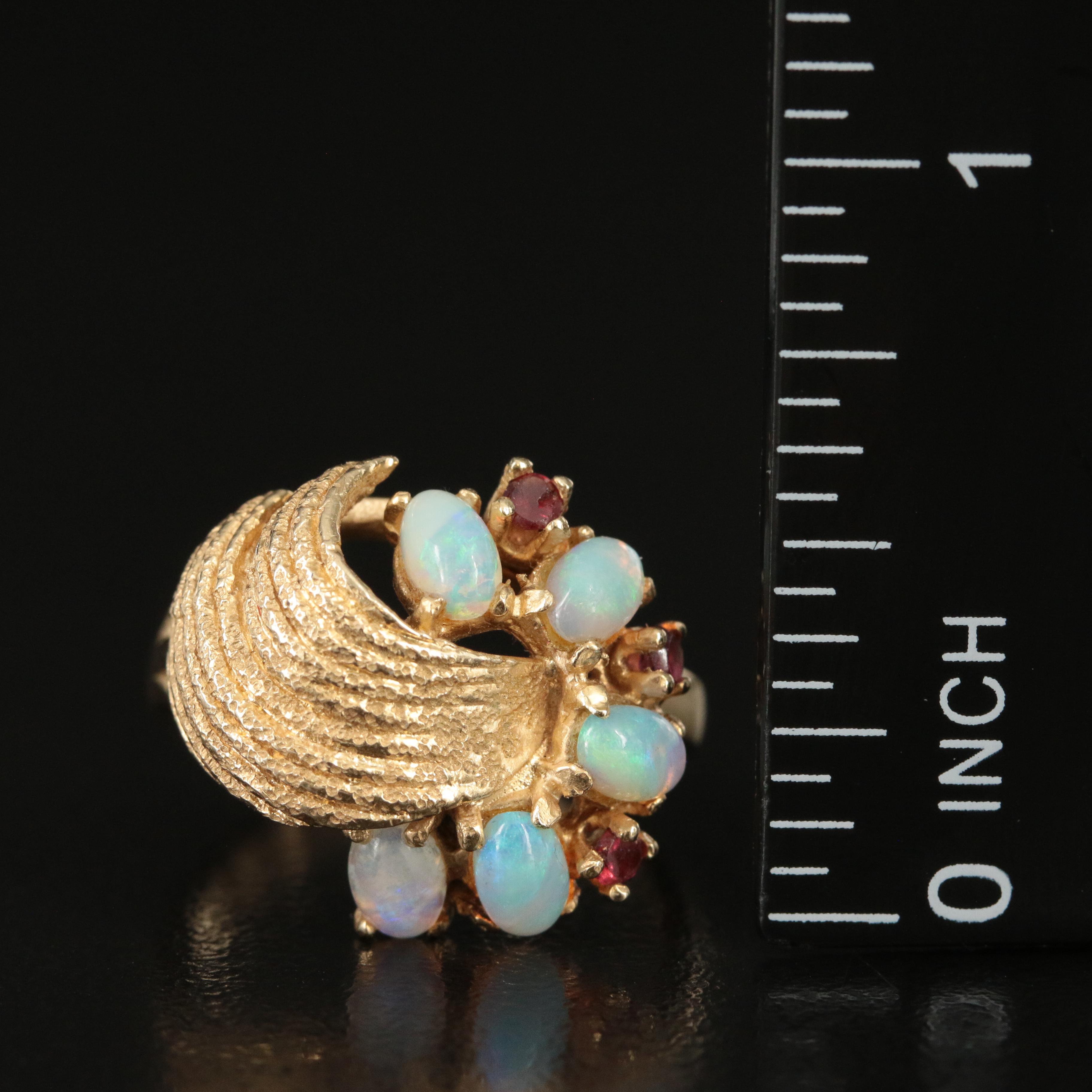 14K Opal and Garnet Ring | EBTH