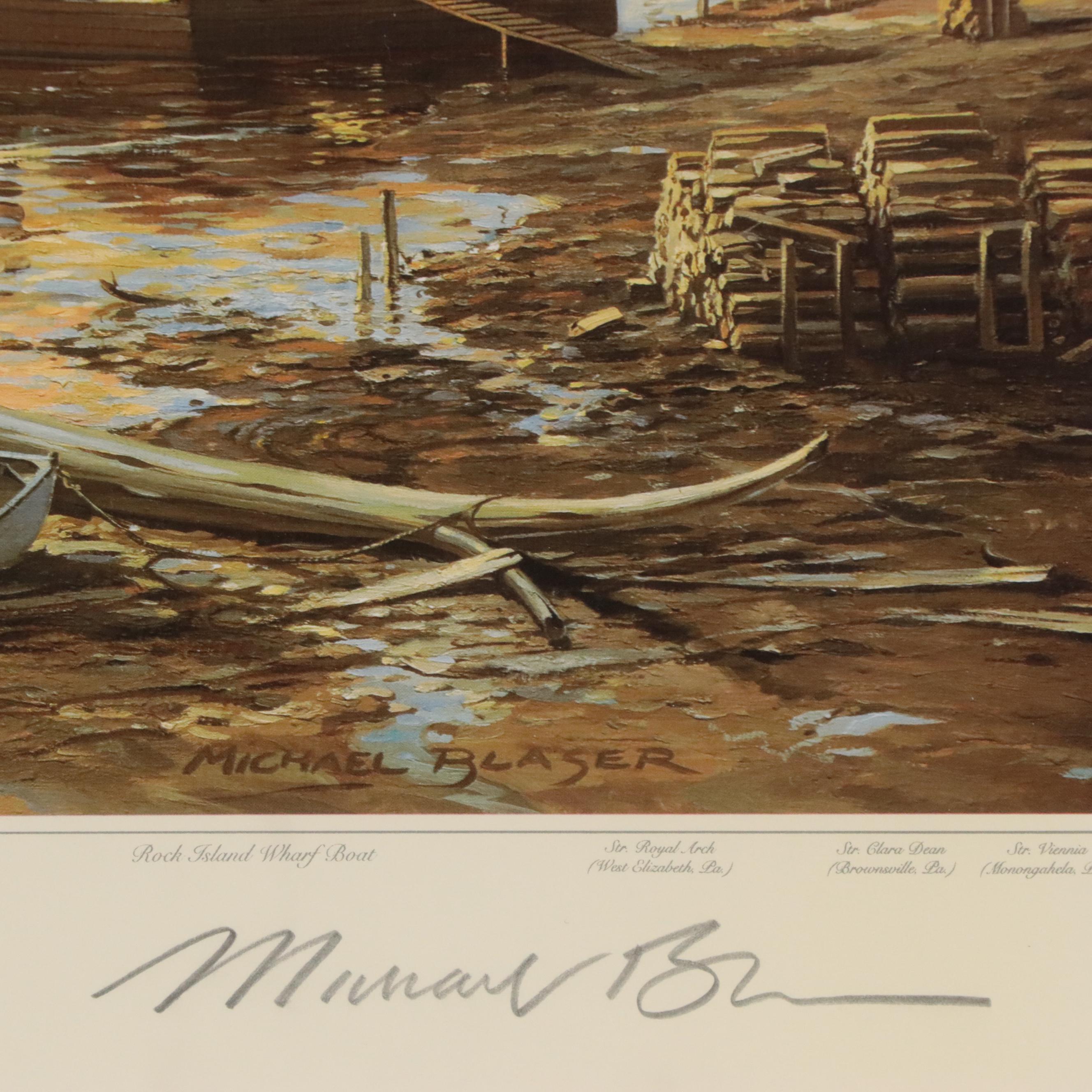 Michael Blaser Offset Lithograph "Red Sky at Morning," Late 20th ...