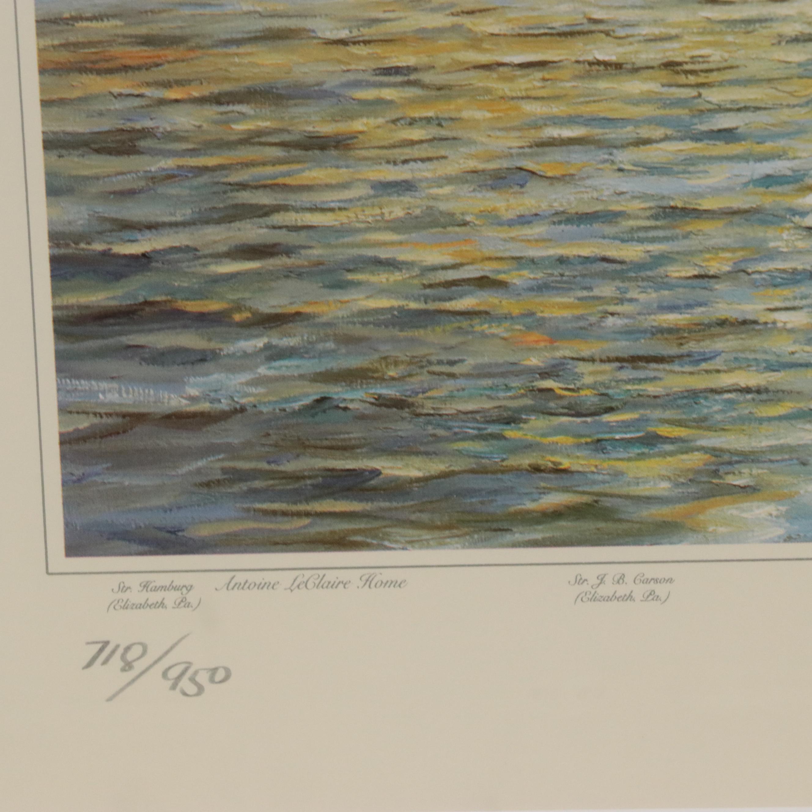 Michael Blaser Offset Lithograph "Red Sky at Morning," Late 20th ...