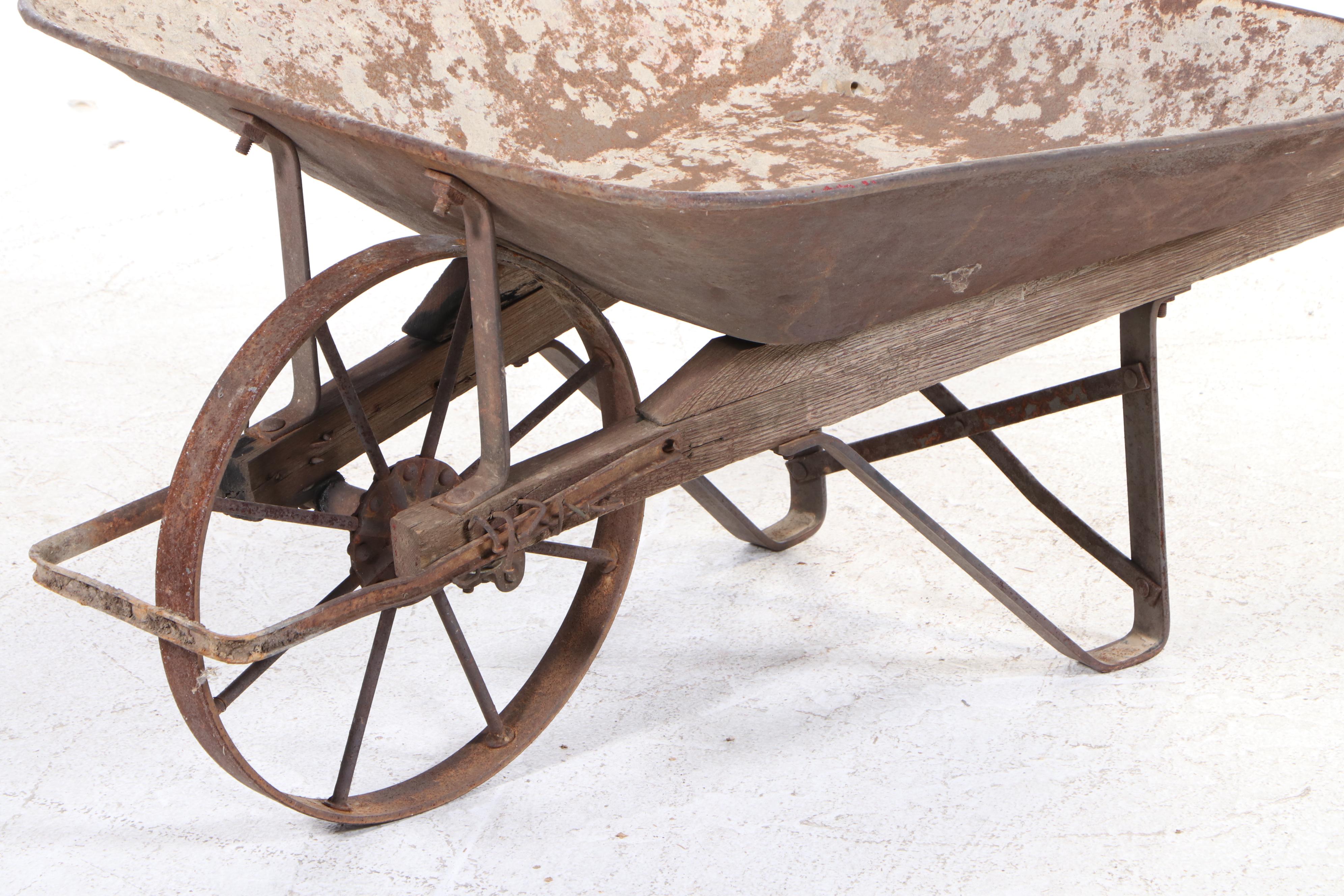 Industrial Oak and Iron Wheelbarrow, Early 20th Century | EBTH