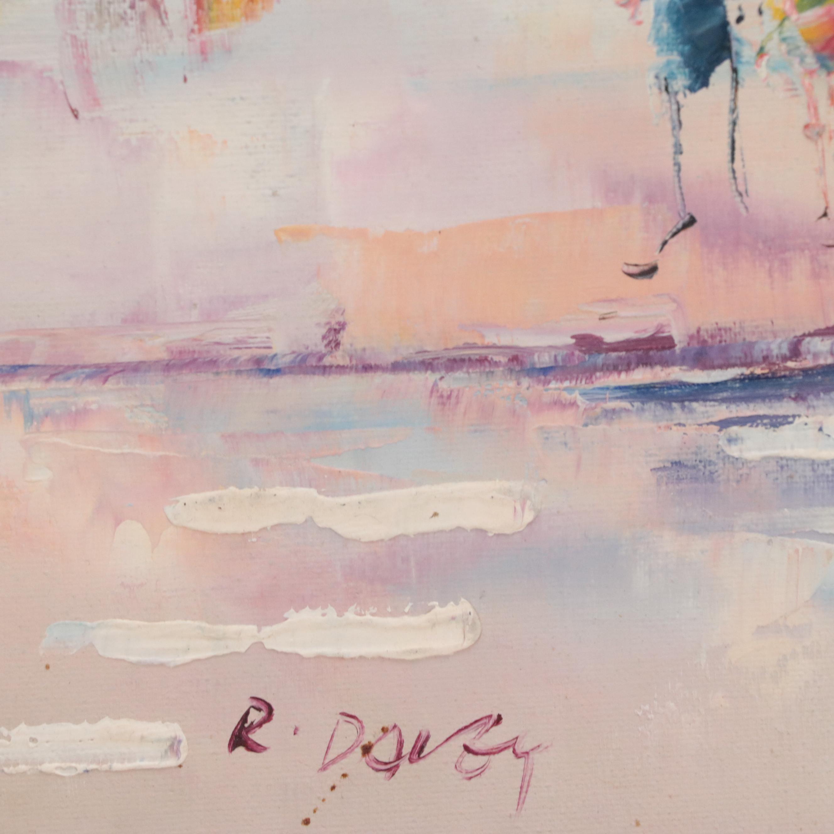 Randall Davey Oil Painting of a Street Scene with Figures, Mid-20th ...