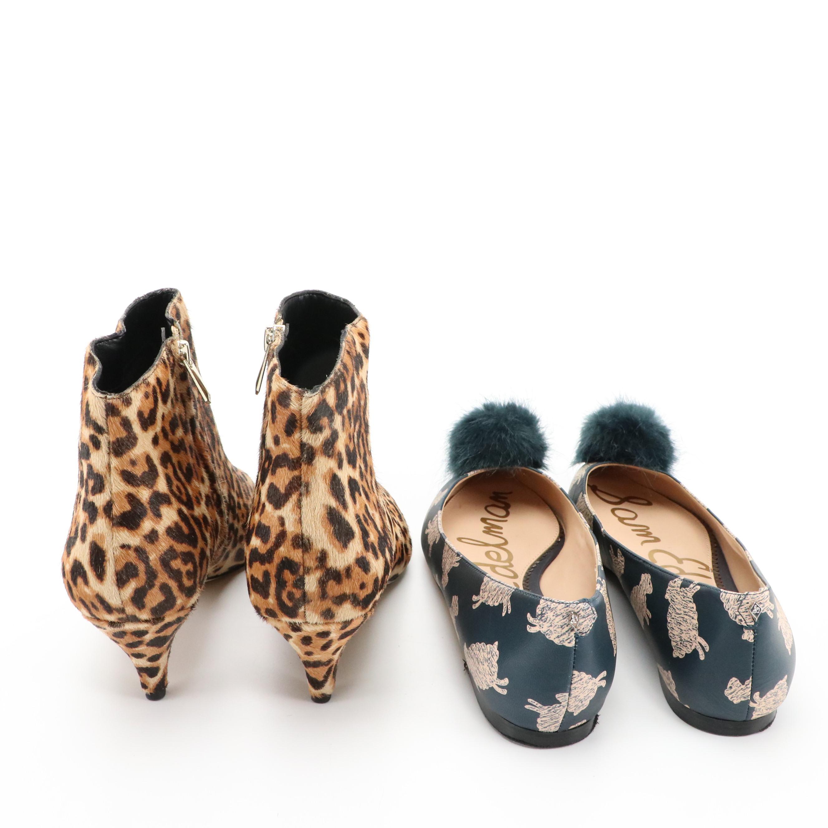 Sam Edelman Pom-Pom Raddie Flats and Leopard Print Calf Hair Ankle ...