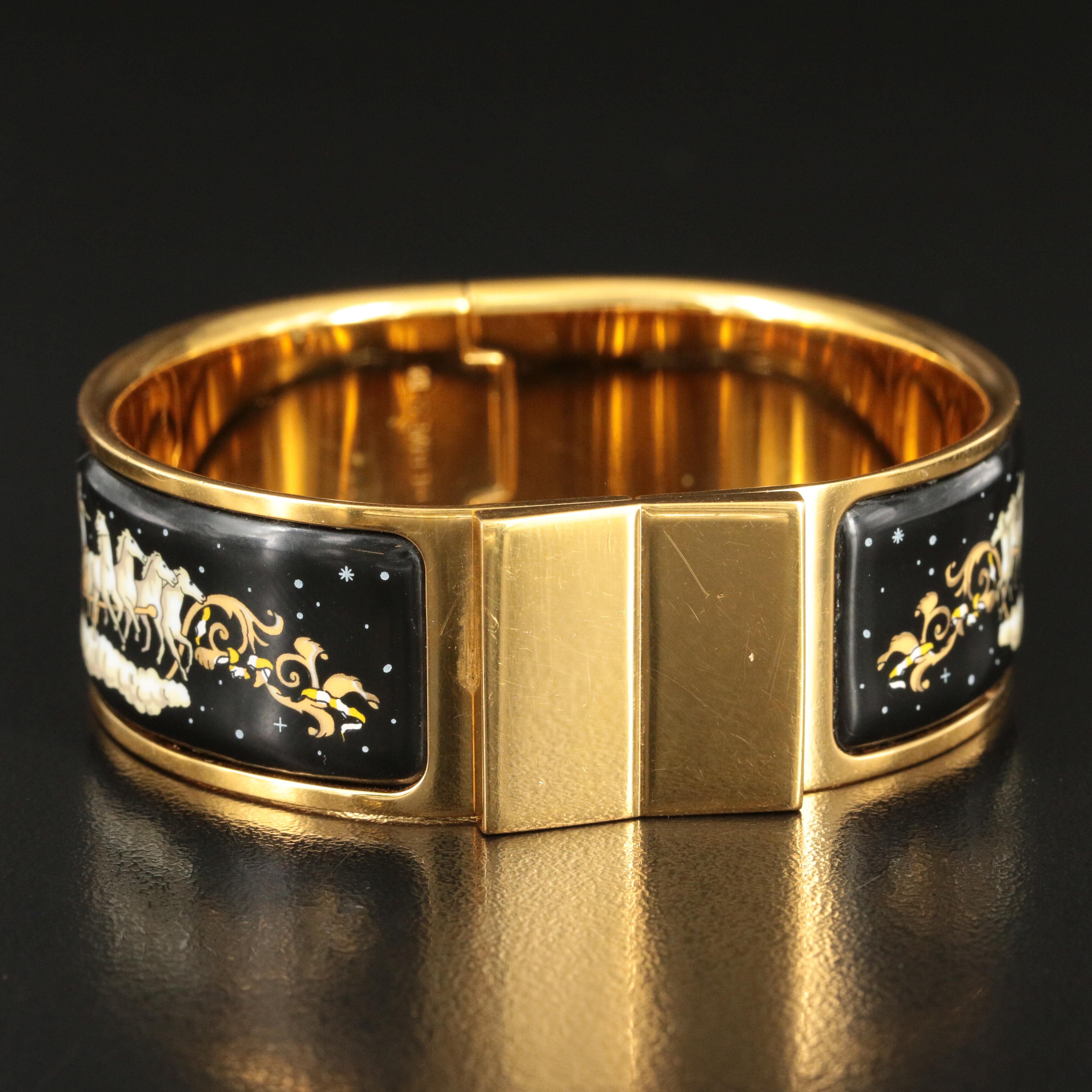 Hermès "Cosmo Charriot" Enamel Twist Lock Bracelet | EBTH