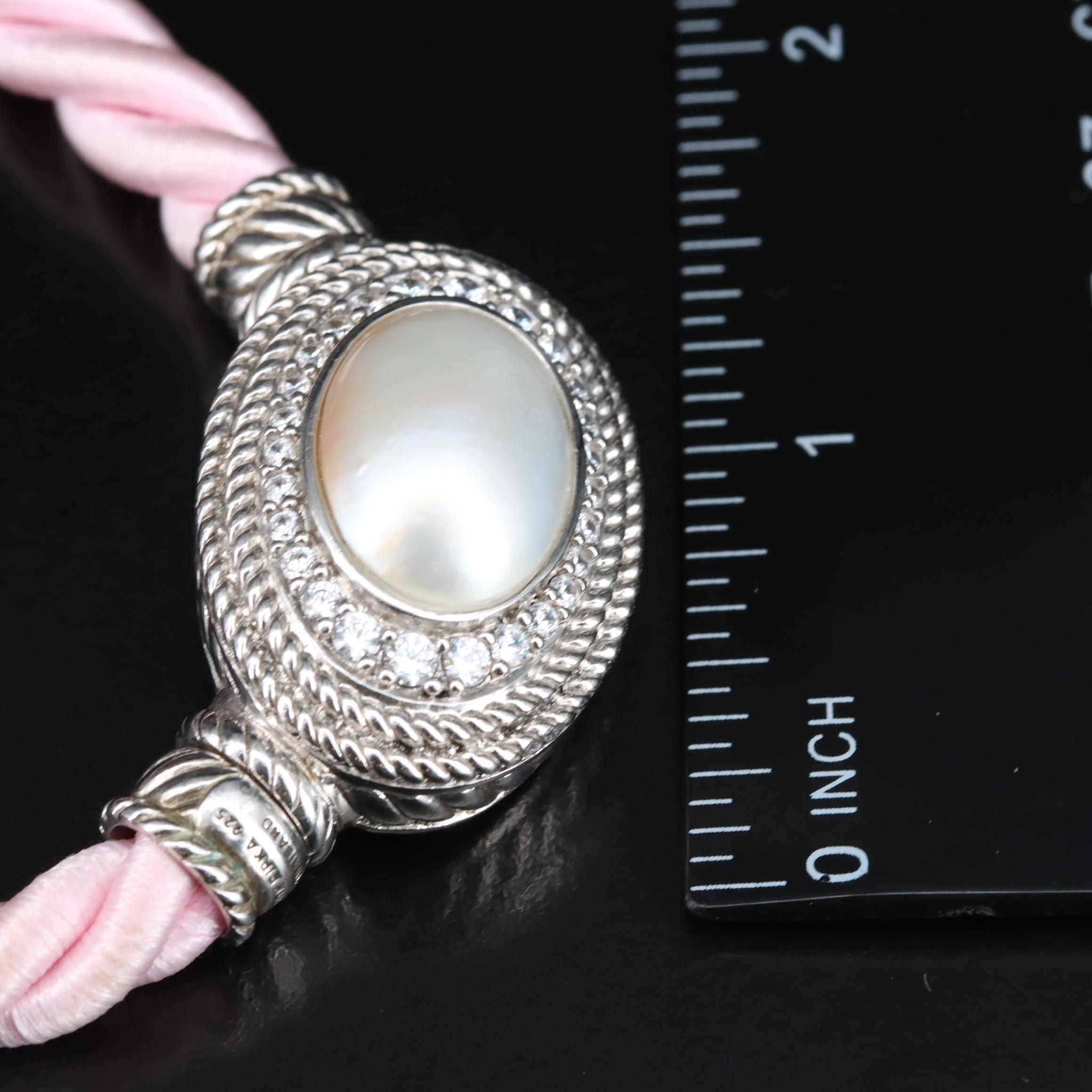 Judith Ripka Sterling Mabé Pearl and CZ Cord Necklace | EBTH